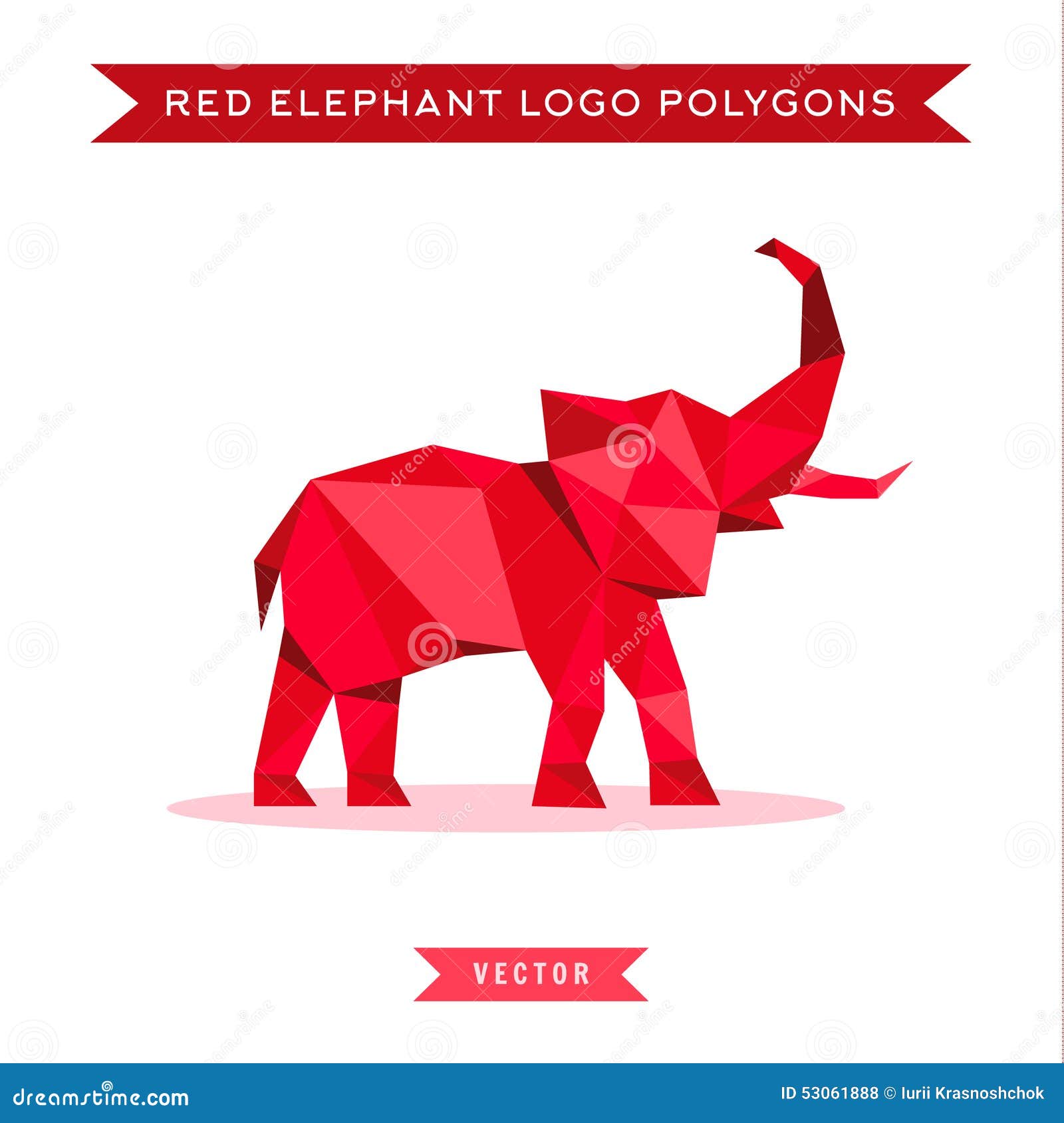 Red Elephant Logo with Reflux and Low Poly Stock Vector - Illustration ...