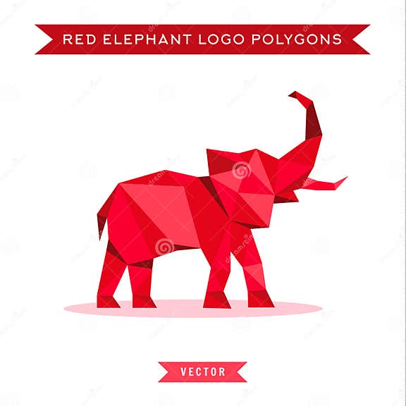 Red Elephant Logo with Reflux and Low Poly Stock Vector - Illustration ...
