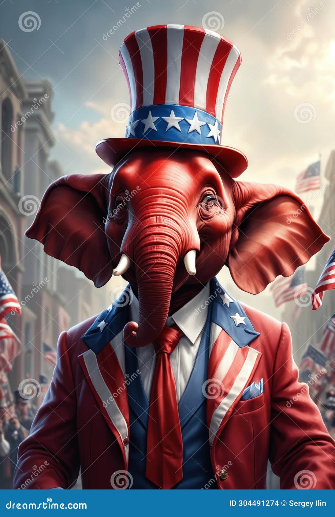 Red Elephant Wearing a Top Uncle Sam Hat. Generative AI Stock ...