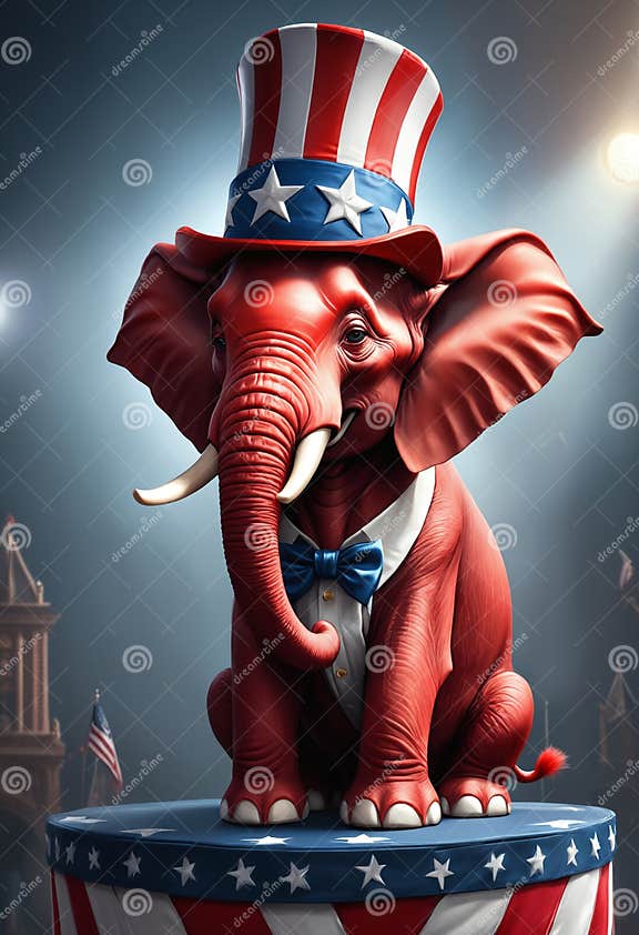 Red Elephant Wearing a Top Uncle Sam Hat. Generative AI Stock ...