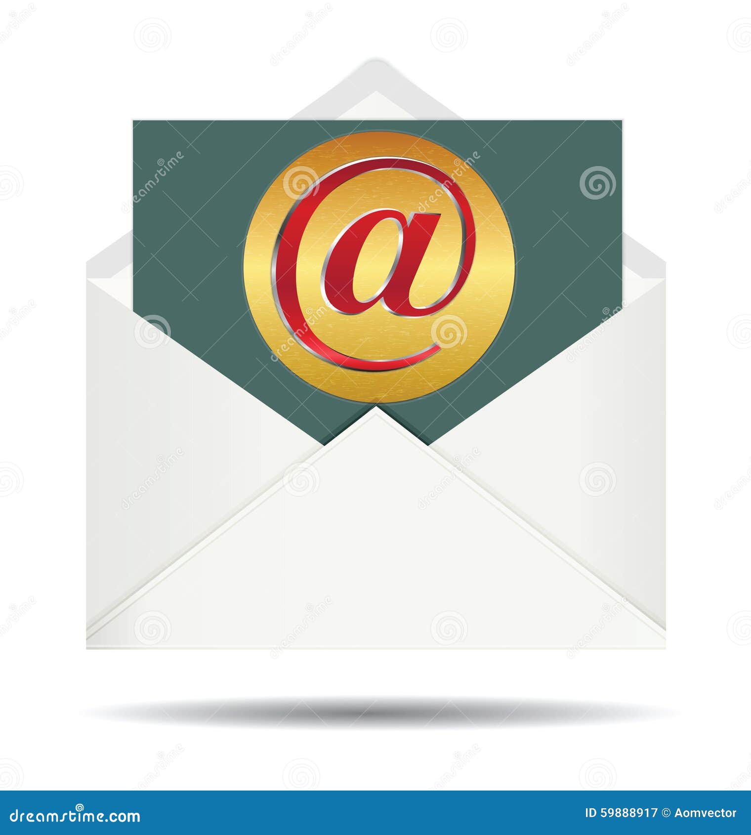 Red Email Sign on Gold Plate and Opened White Envelope Stock Vector ...