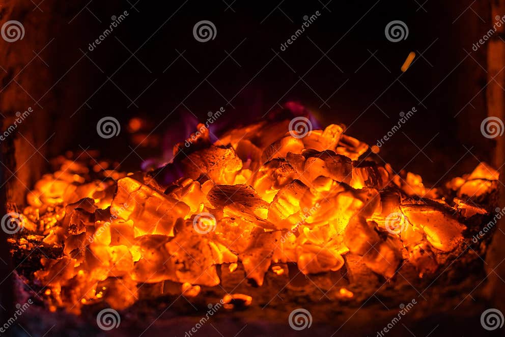 Red Ember on Black Background. Hot Red Embers Background Stock Image ...