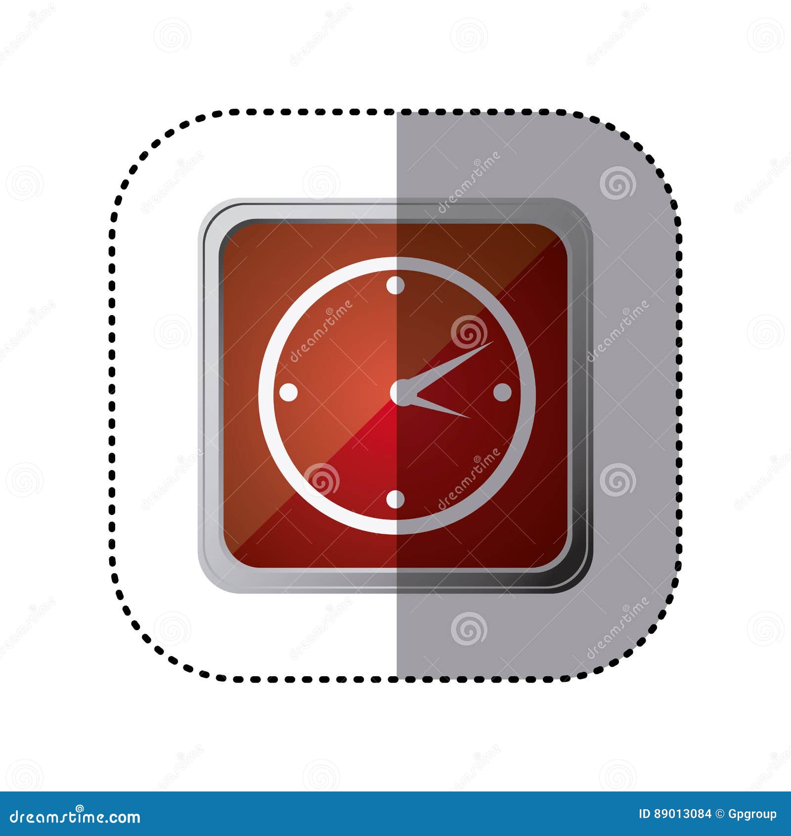 Red emblem wall clock time stock illustration. Illustration of modern ...