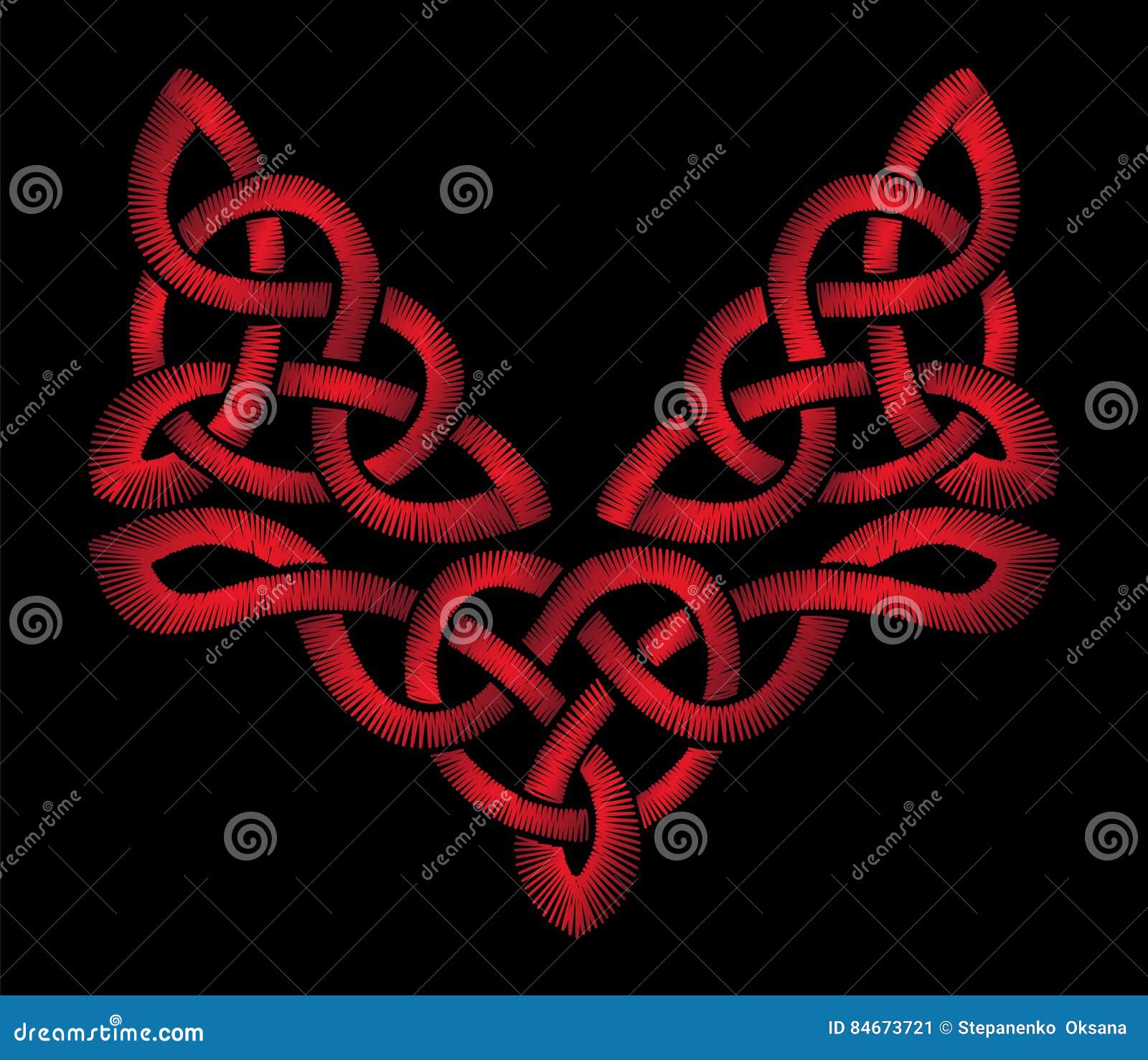 Red Embroidery on a Black Background. Celtic Patterns Stock Vector ...