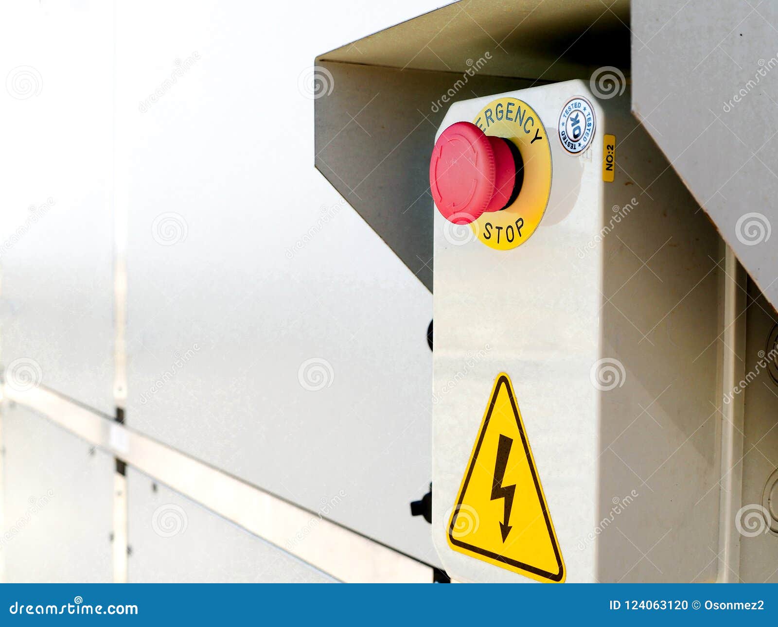 Red Emergency Button for Electricity Stock Photo - Image of electrical ...