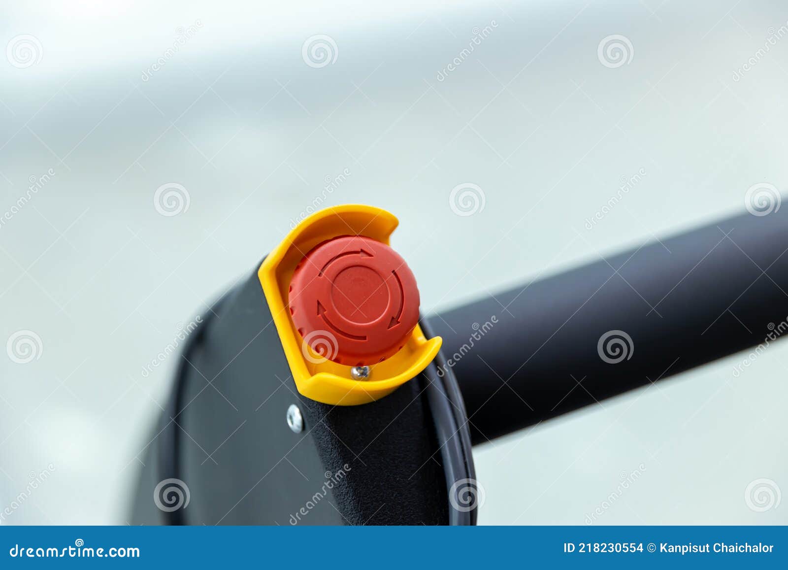 The Red Emergency Button or Stop Button for Hand Press. STOP Button for ...