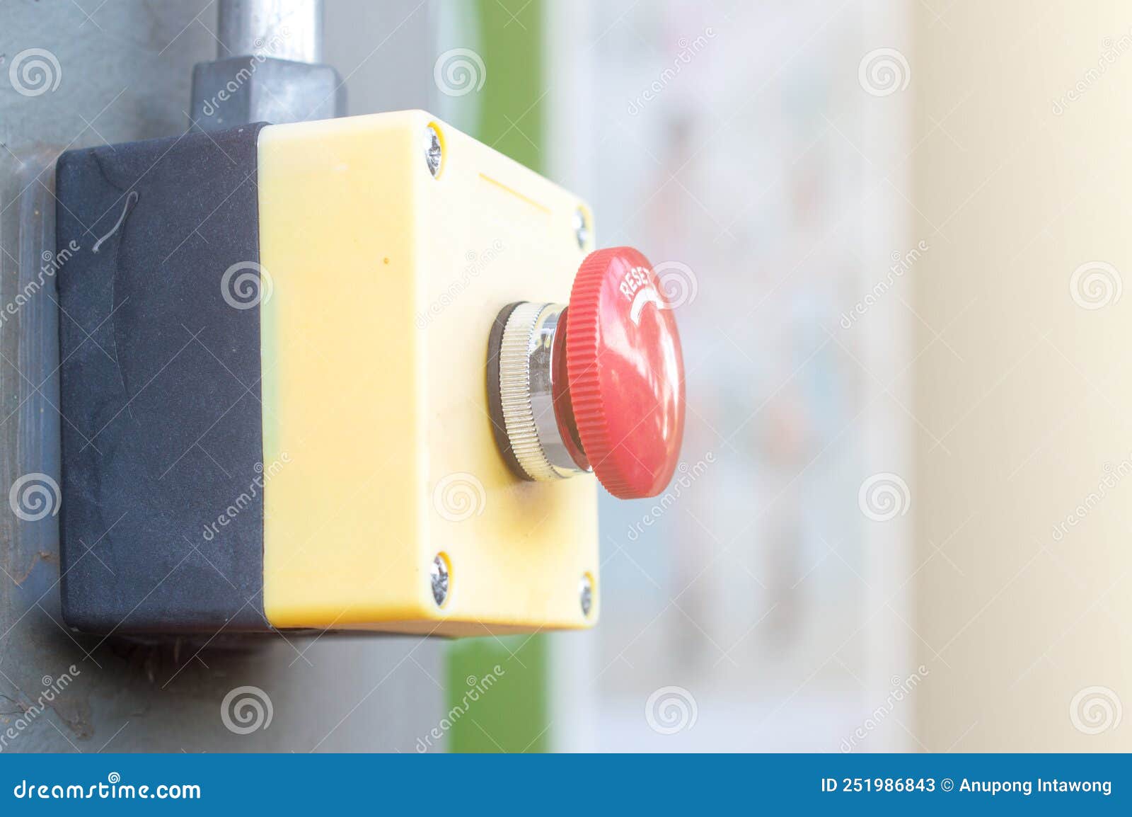 The Red Emergency Button or Stop Button for Industrial Machine. Stock ...