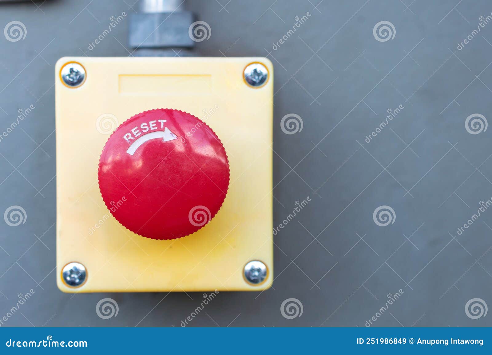 The Red Emergency Button or Stop Button for Industrial Machine Stock ...