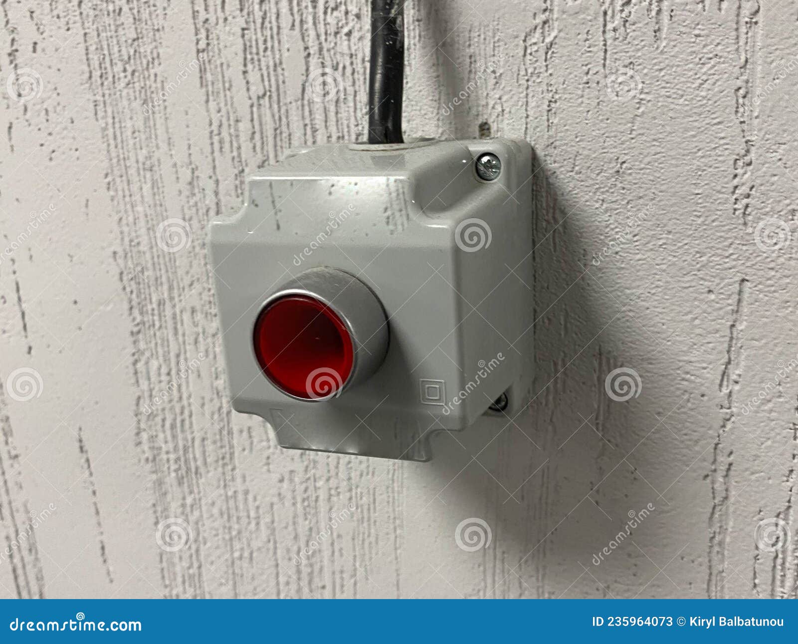 Red Emergency Button on a White Wall Stock Image - Image of directional ...