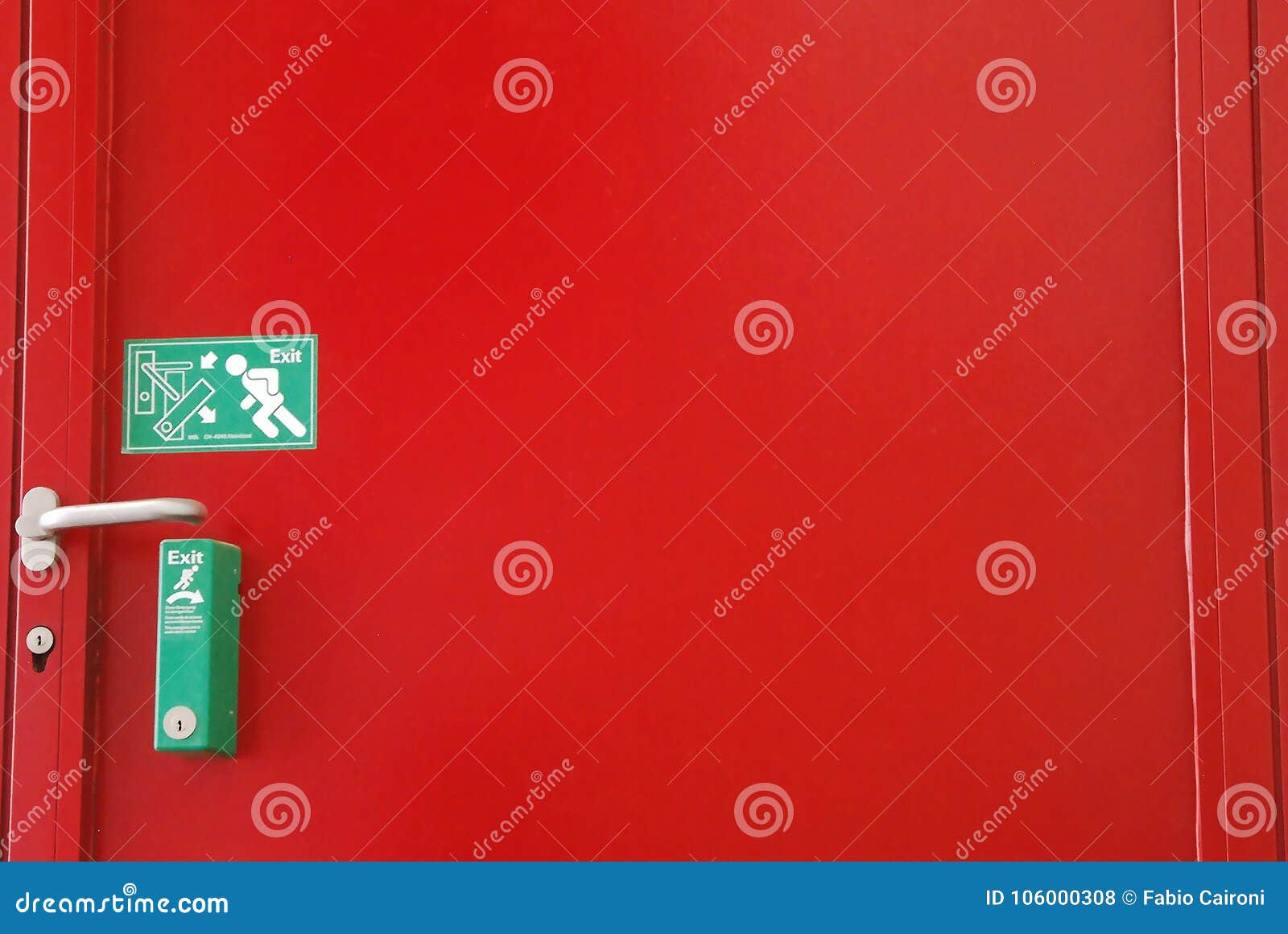 Red emergency exit stock photo. Image of exit, palace - 106000308