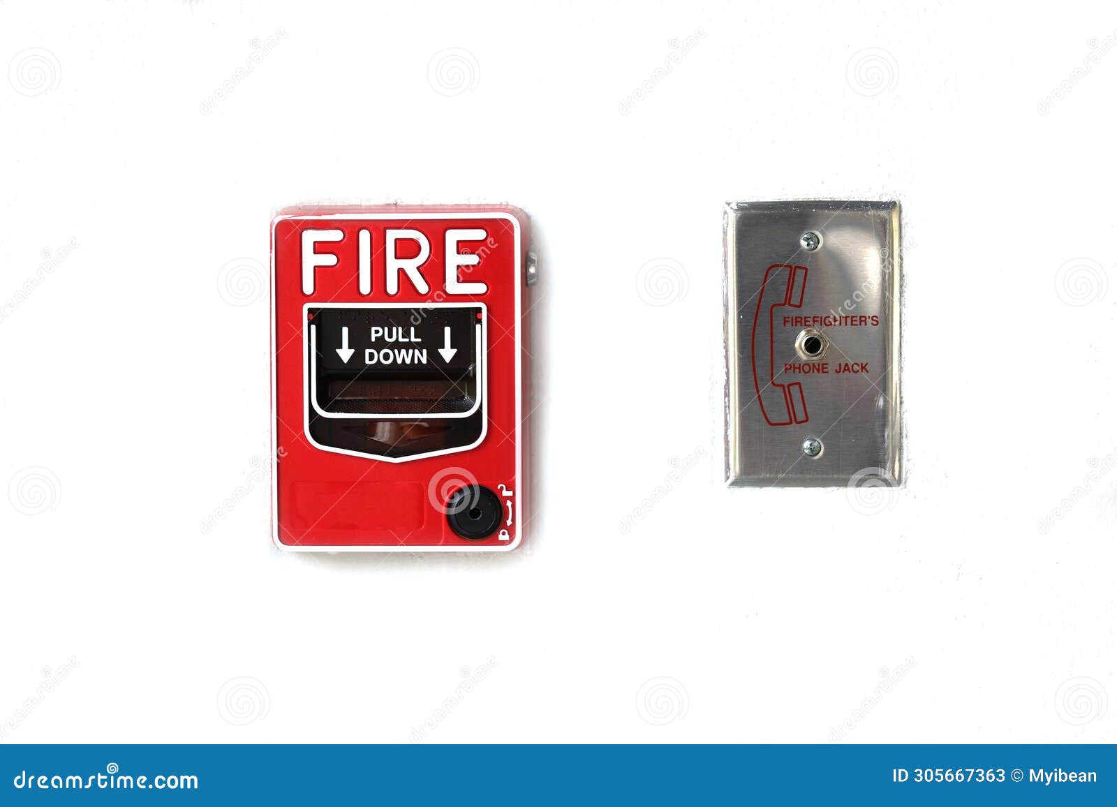Red Emergency Fire Alarm with Plug Fire Fighter Telephone Stock Image ...