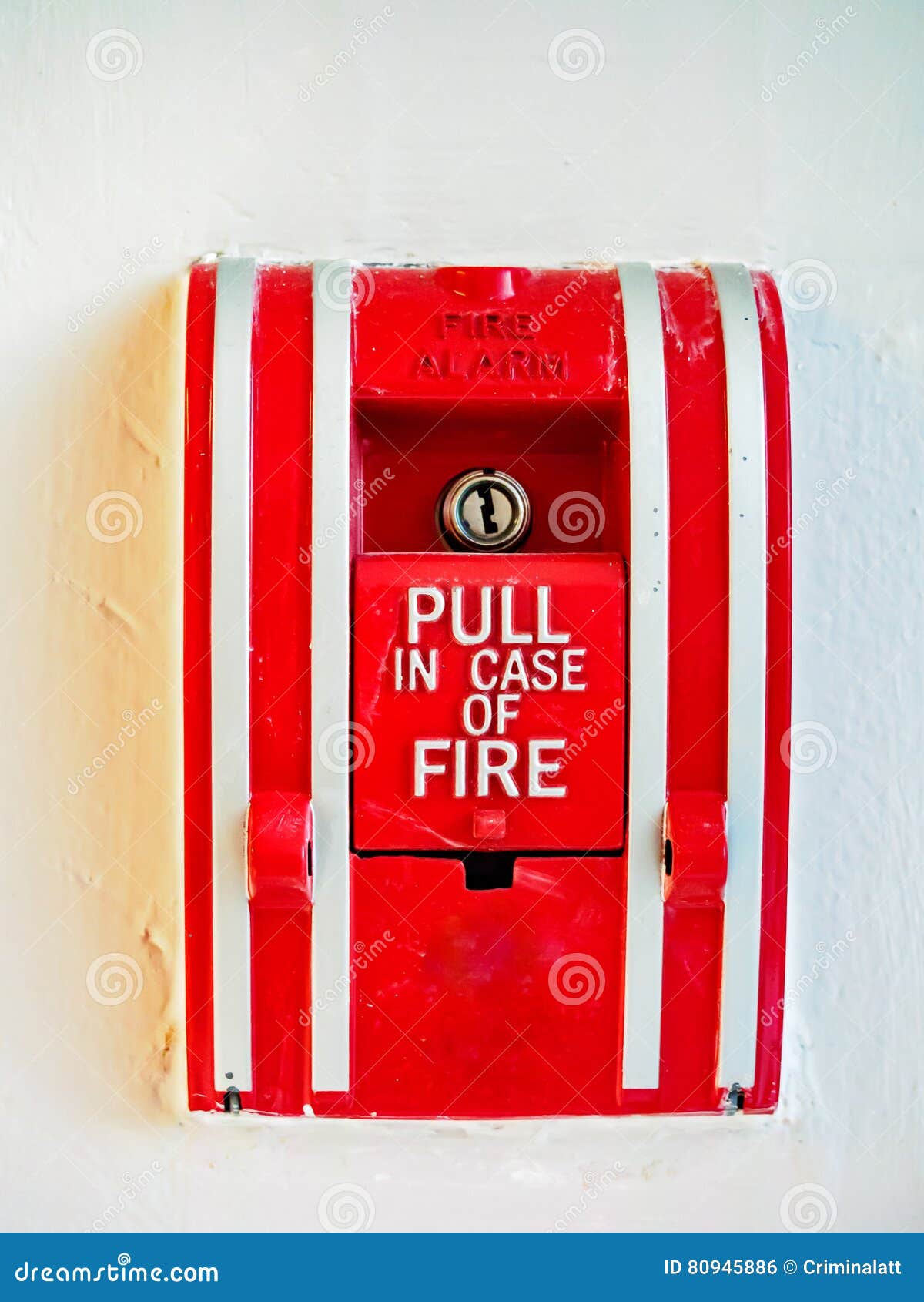 Red Emergency Fire Alarm Pulling Switch Stock Photo - Image of wall ...