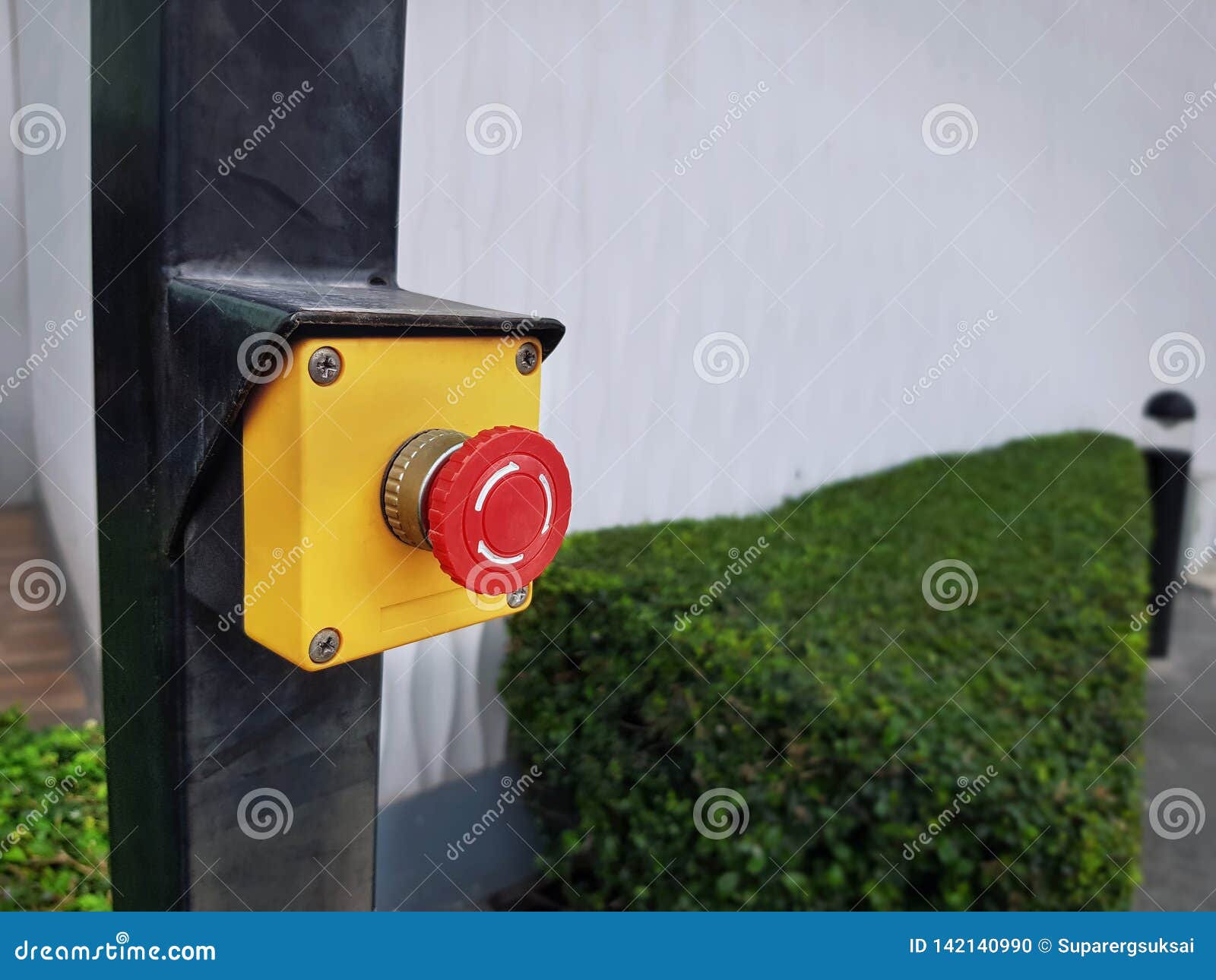 Red Emergency Push Button on Yellow Box Stock Photo - Image of yellow ...