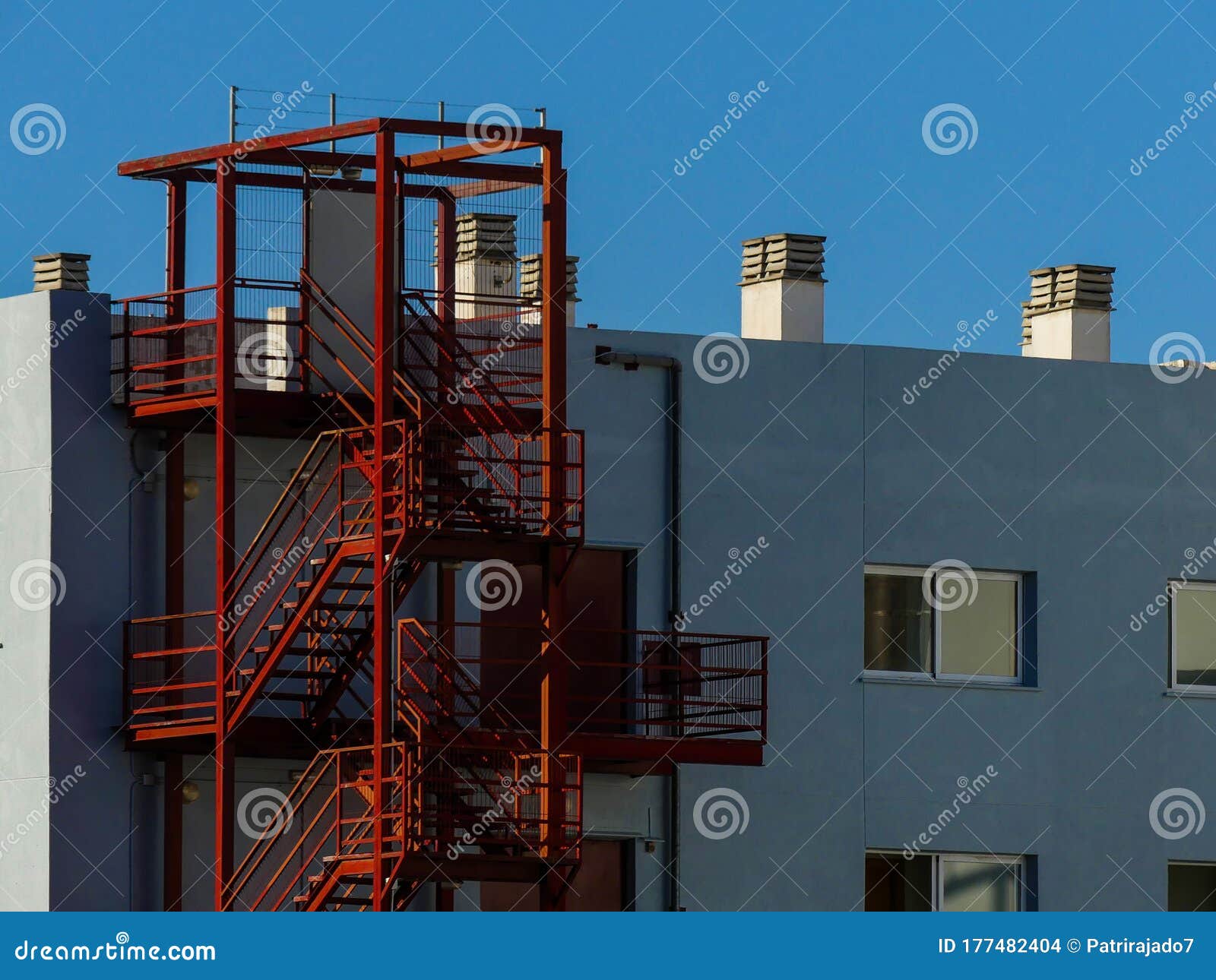 Red Emergency Staircase in a Building Stock Photo - Image of staircase ...