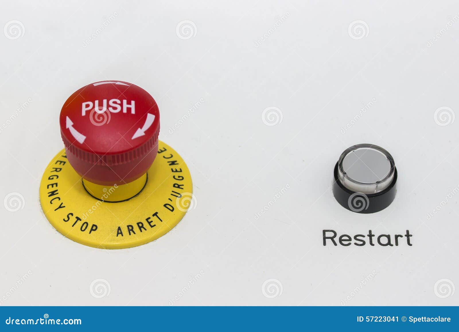 Red Emergency Stop and Black Reset Button Stock Image - Image of press ...
