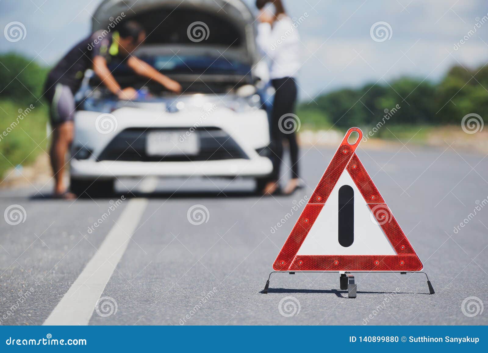 Accident On The Road With Damage To The Car. Knocked Wheel Stock ...