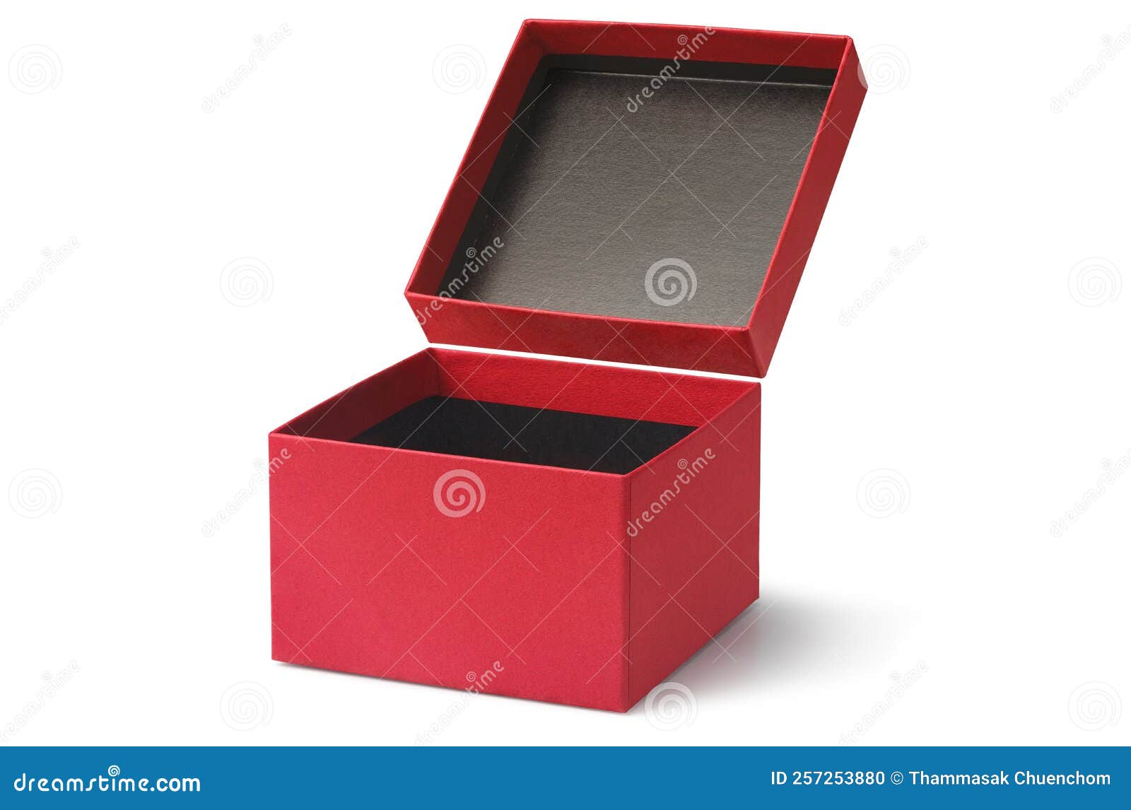 Red Empty Packaging Box with Lid on White Stock Photo - Image of ...