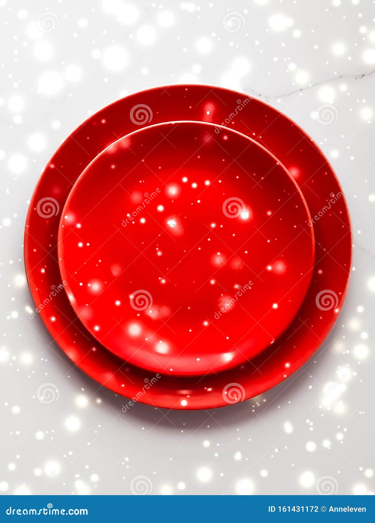 Red Empty Plate on Marble Table Flatlay Background, Tableware ...