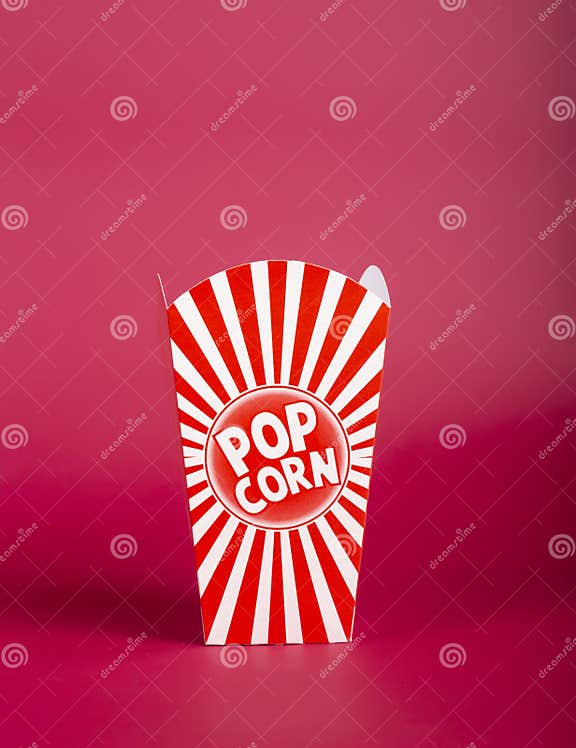 Red Empty Popcorn Bucket on Red Background. Isolated Image Stock Photo ...