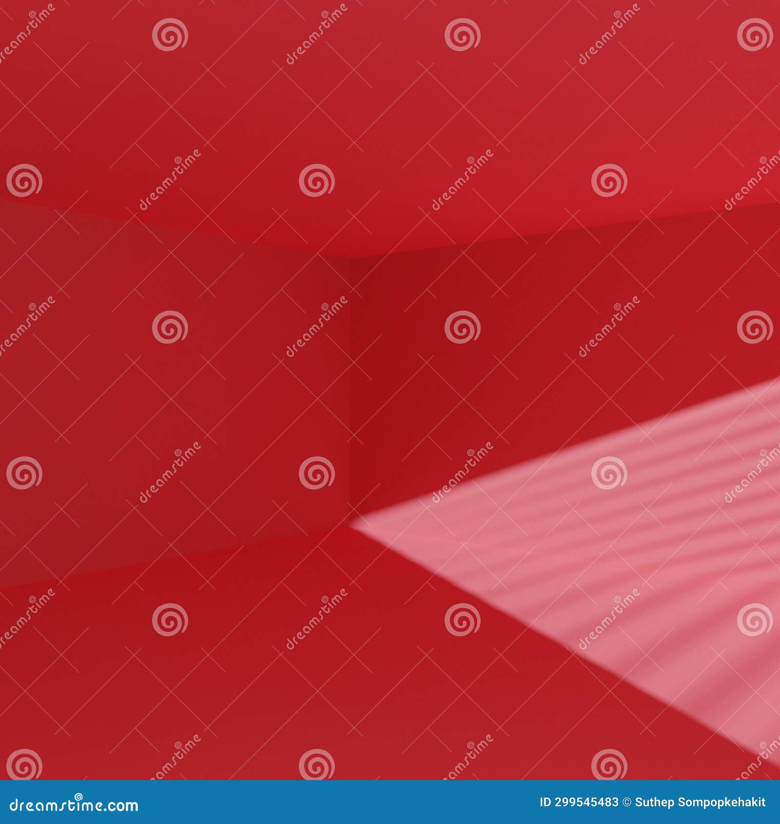 Red Empty Room with Window Shadow, 3D Rendering Stock Illustration ...