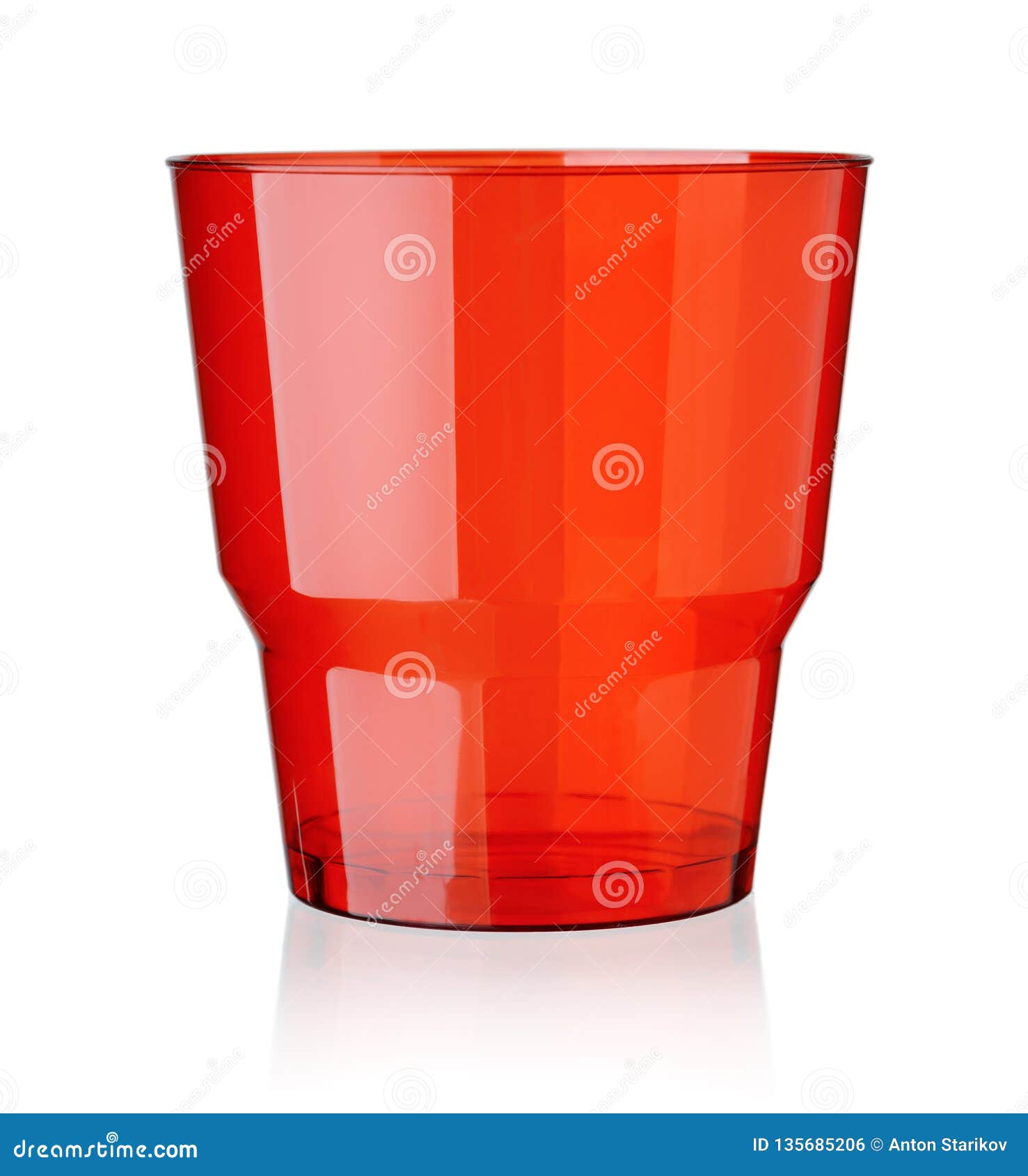 Red Empty Transparent Plastic Cup Stock Photo - Image of glass, bright ...