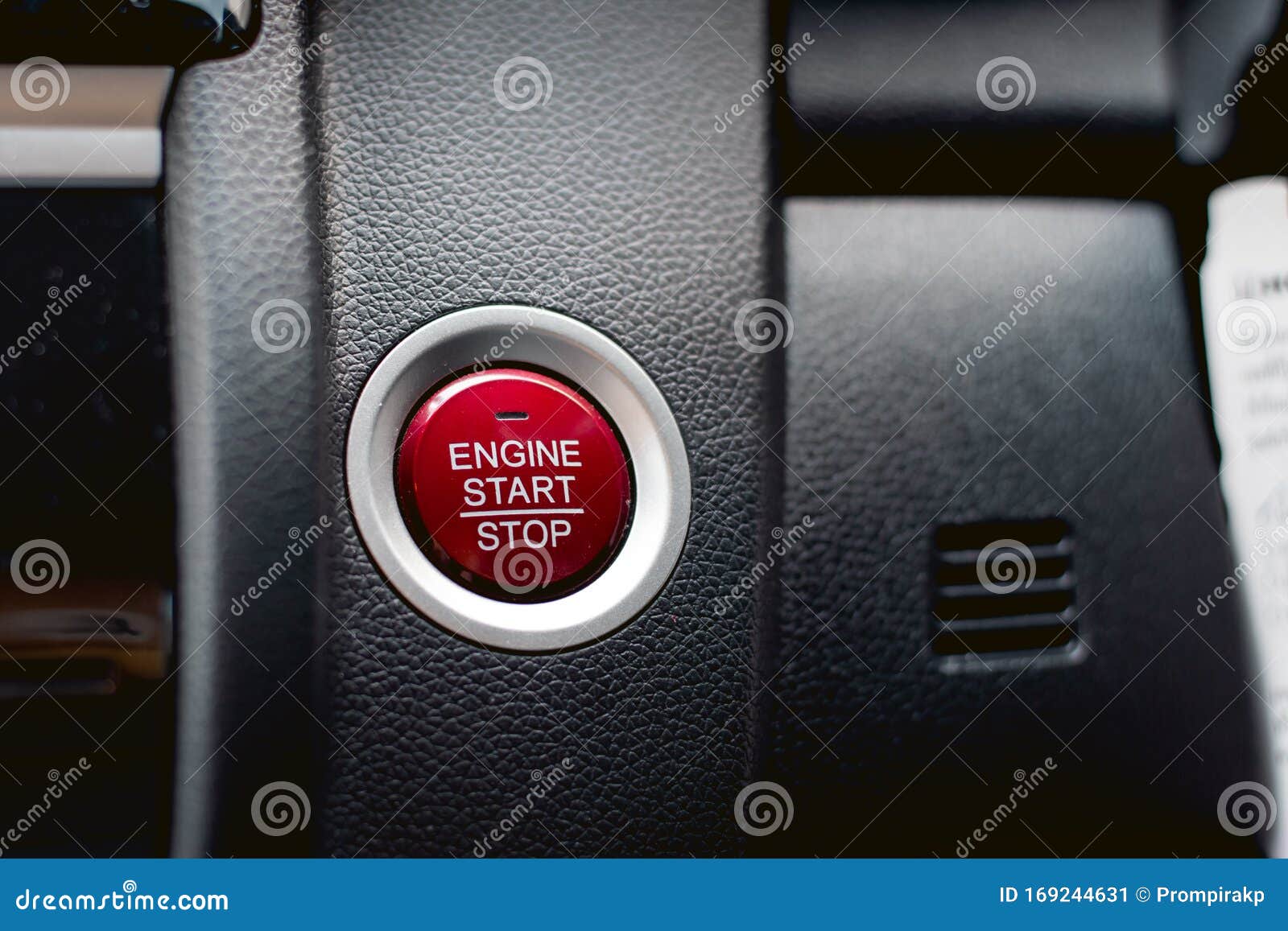Red Engine Start Stop Button in Modern Vehicles Stock Image - Image of ...