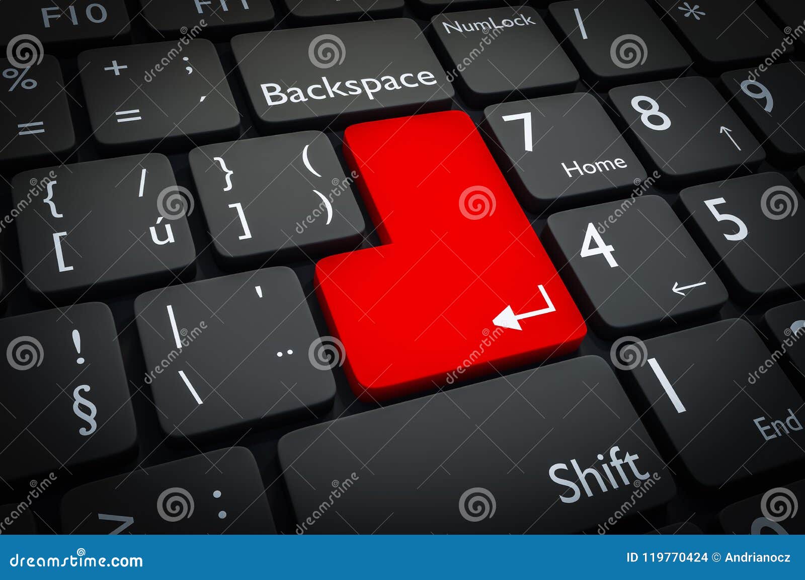 Red Enter Button on Black Keyboard Stock Illustration - Illustration of ...