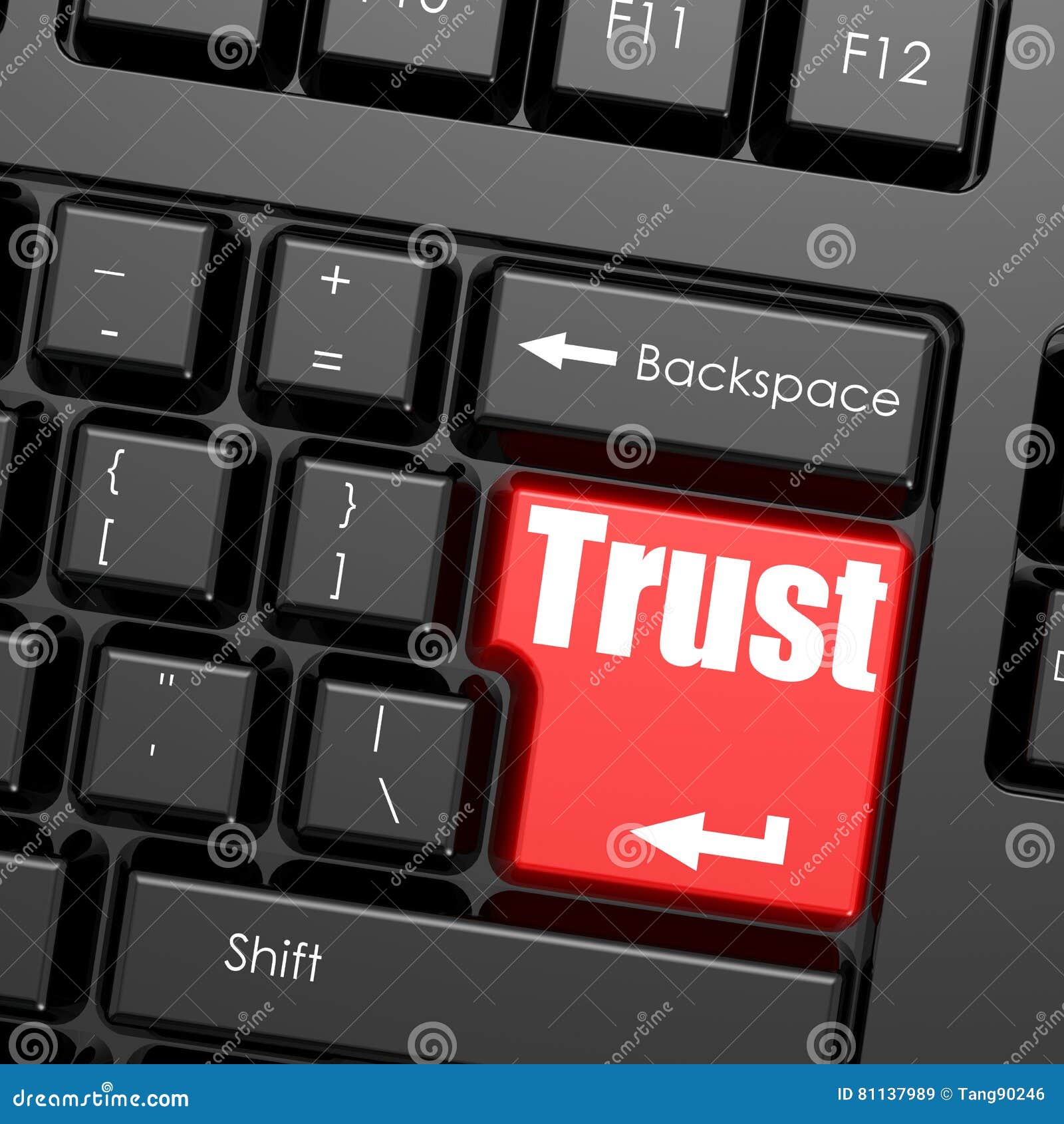 Red Enter Button on Computer Keyboard, Trust Word Stock Illustration ...