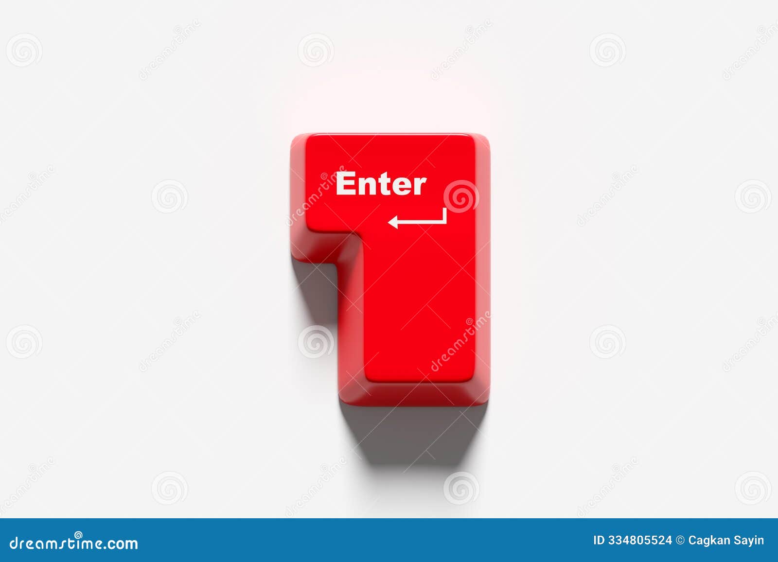Red Enter Key Casting Shadow on White Background Stock Illustration ...