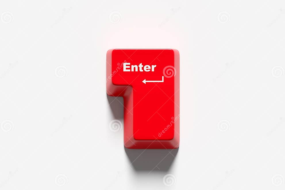 Red Enter Key Casting Shadow on White Background Stock Illustration ...