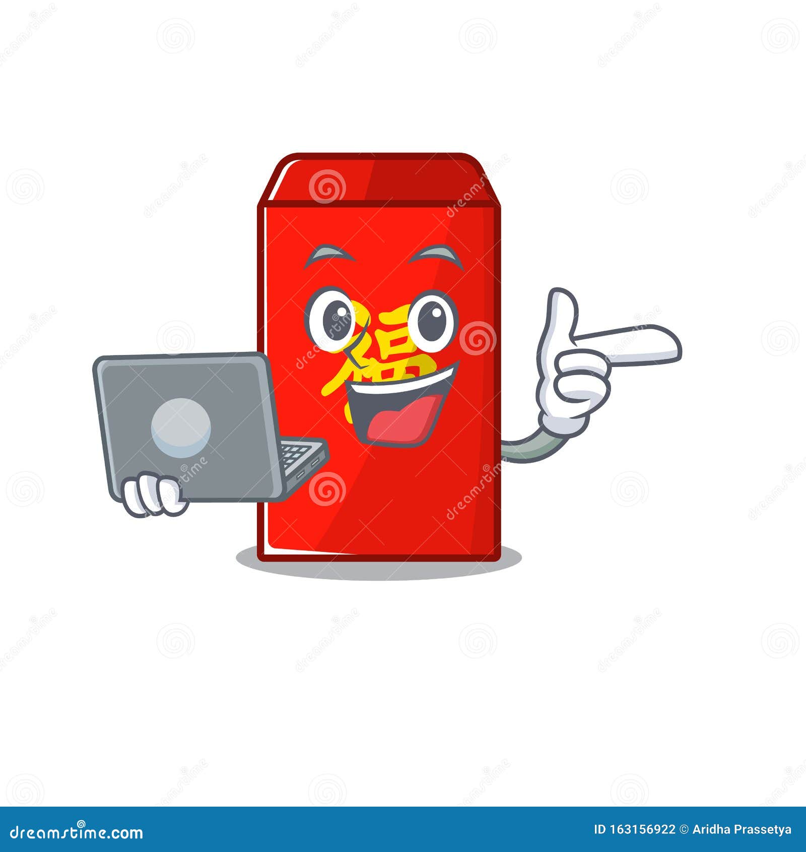 Red Envelope Isolated with Bring Laptop with the Cartoon Stock Vector ...