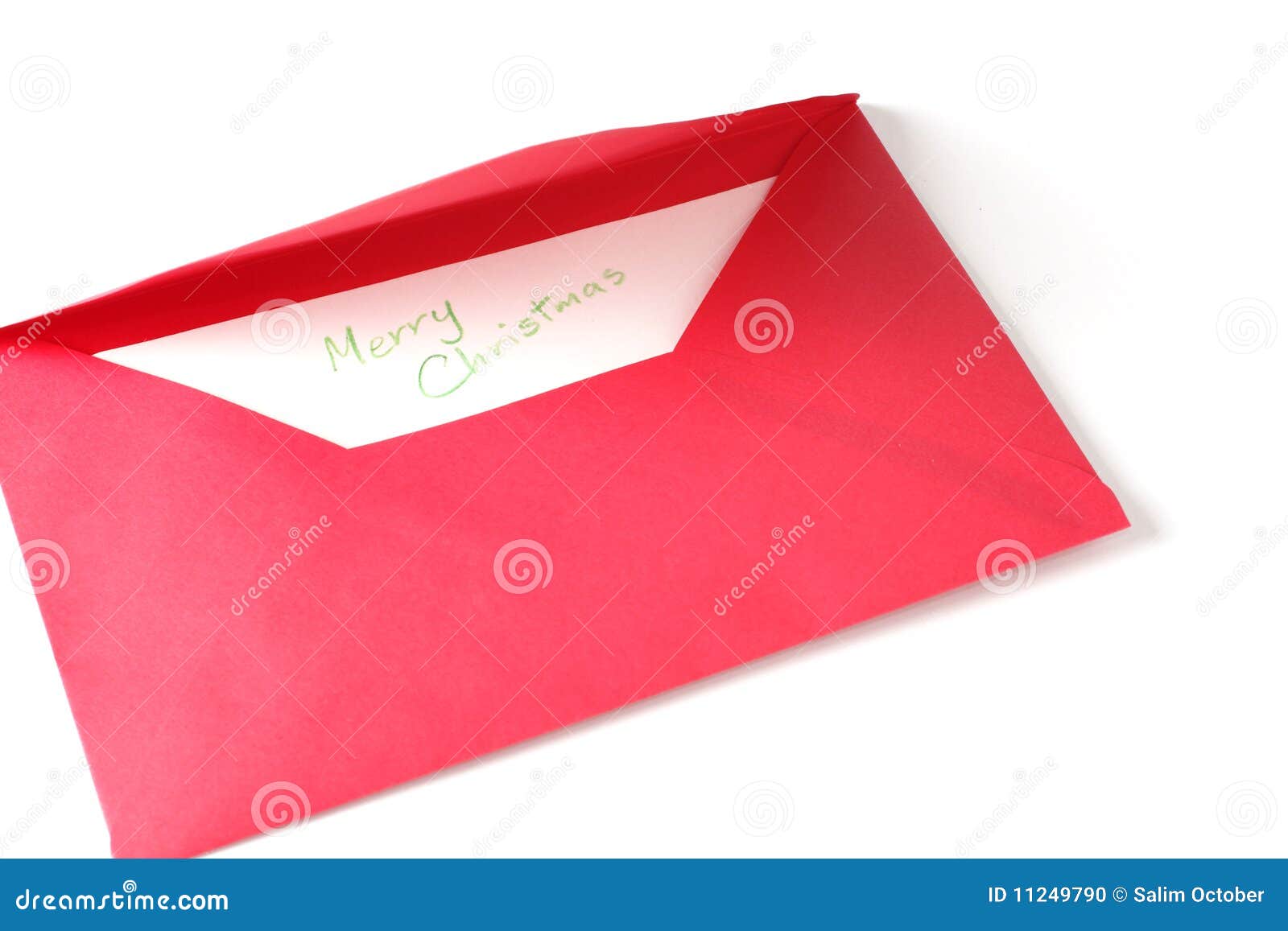 Red Envelope with Merry Christmas Greeting Stock Photo - Image of ...