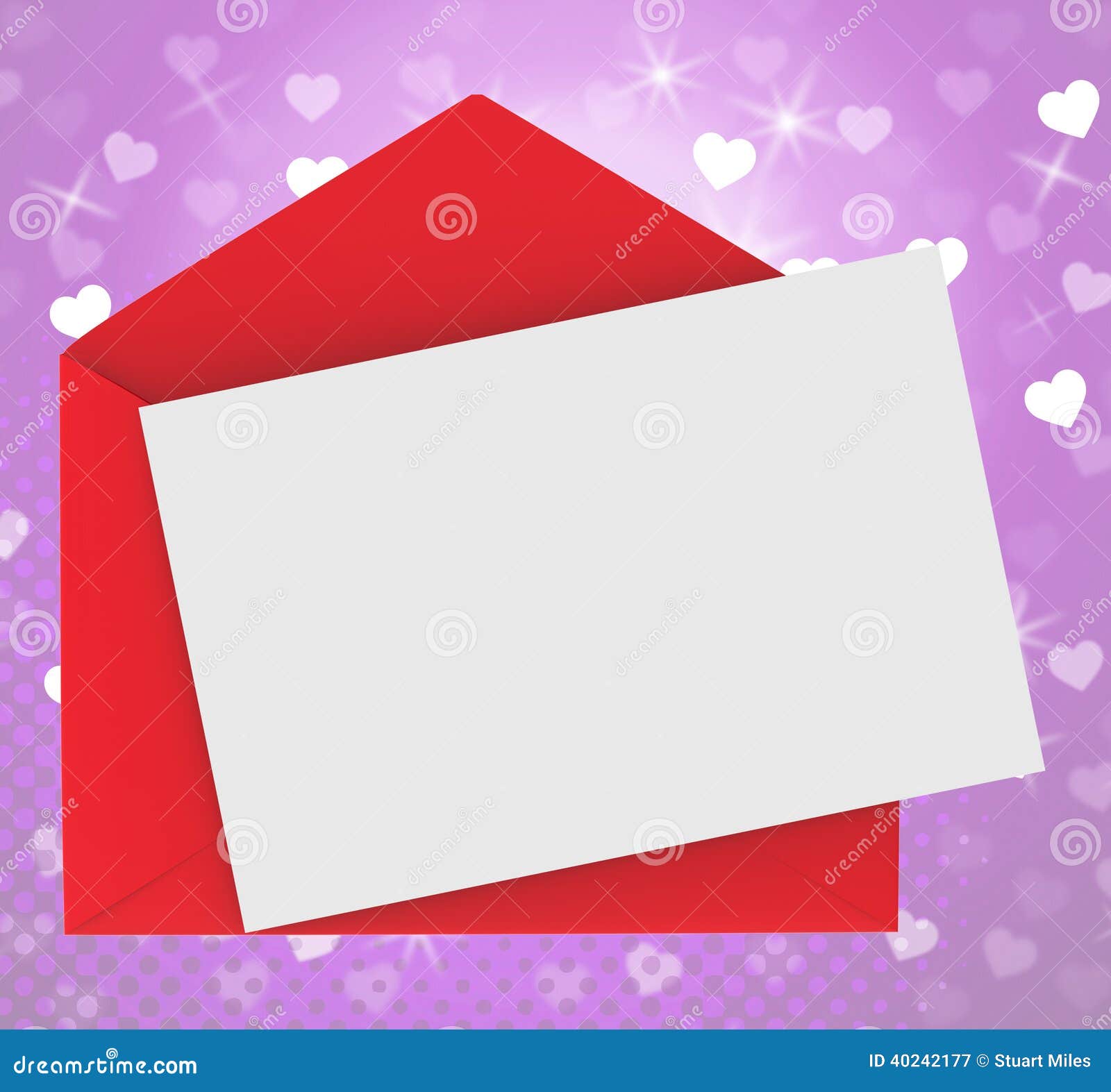 Red Envelope with Note Card Shows Romance Stock Illustration ...