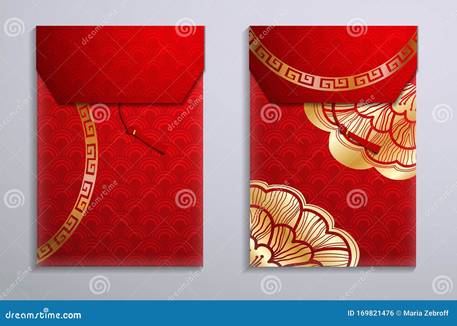 Red Envelope Packet Set For New Year Stock Vector Illustration Of