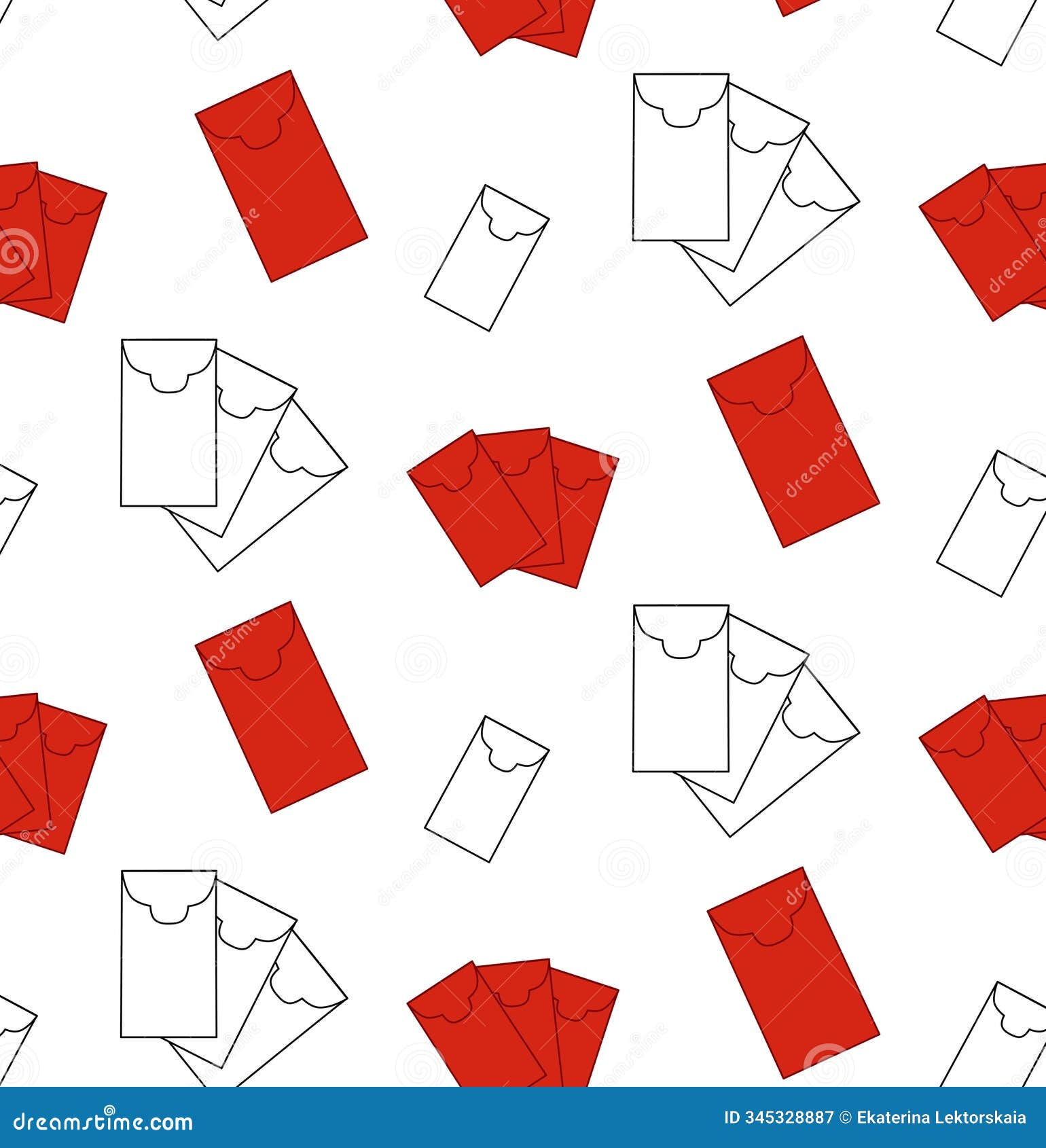 Envelope Seamless Pattern. Message With Heart Symbol, Letter Endless ...