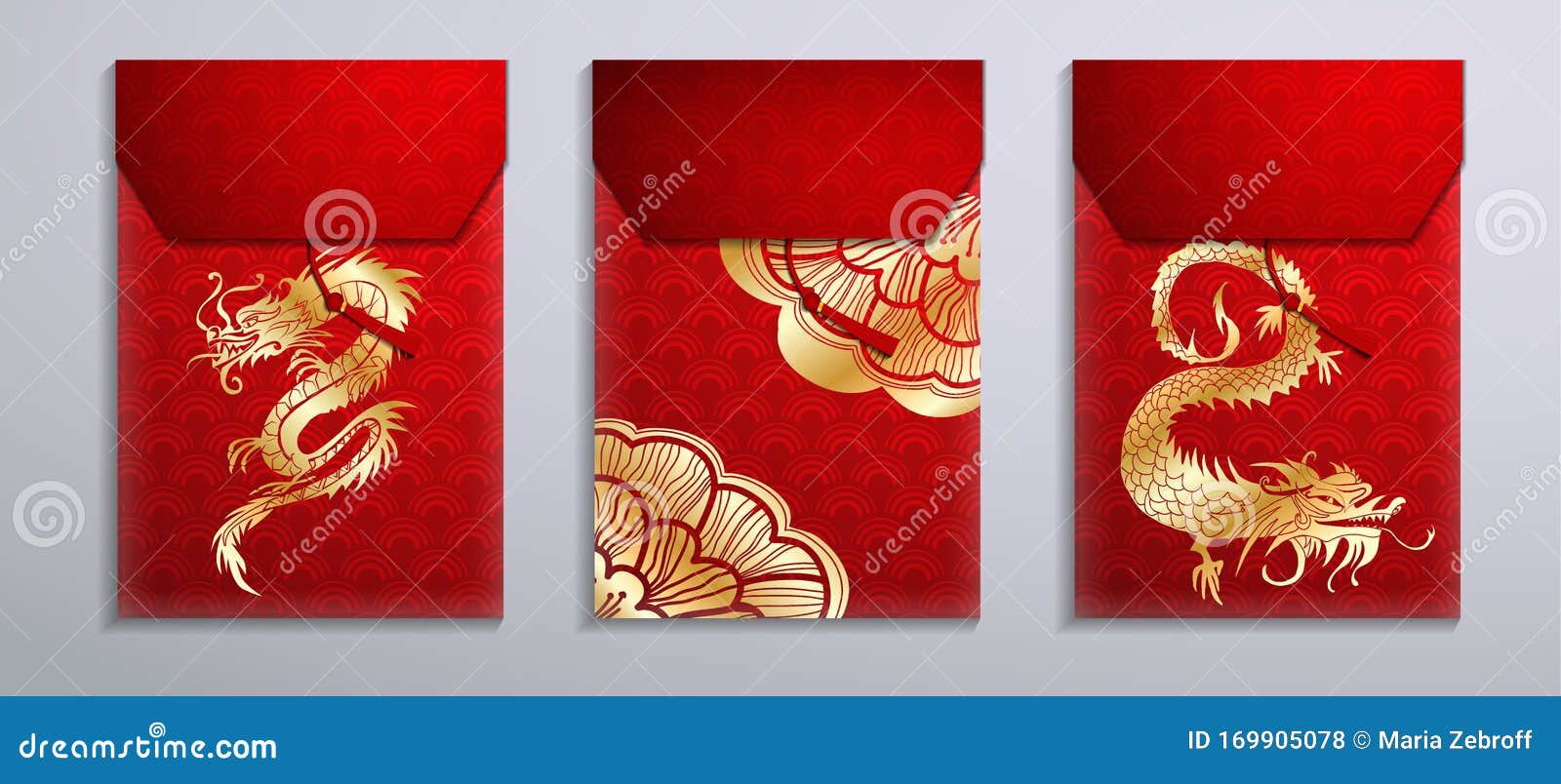 Red Envelope Packet Set For New Year Stock Vector Illustration Of