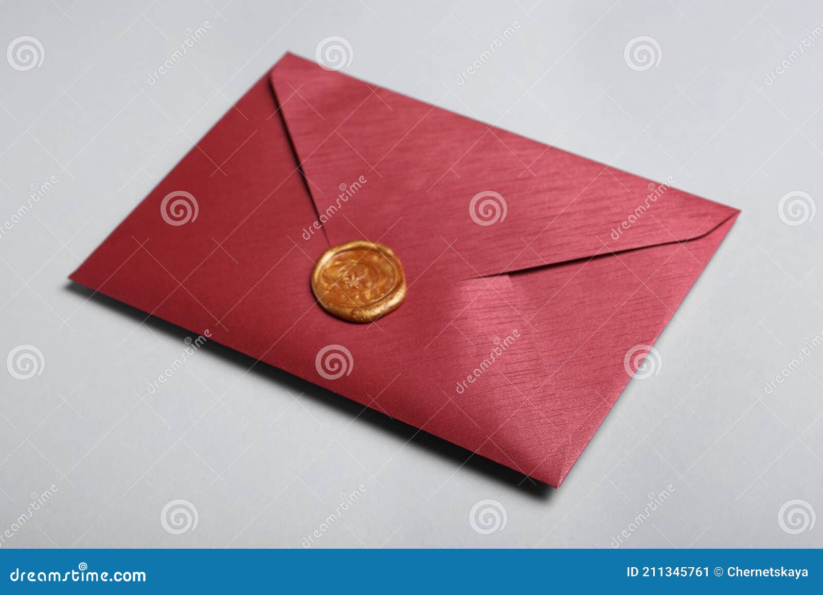 Red Envelope with Wax Seal on Grey Background Stock Image - Image of ...