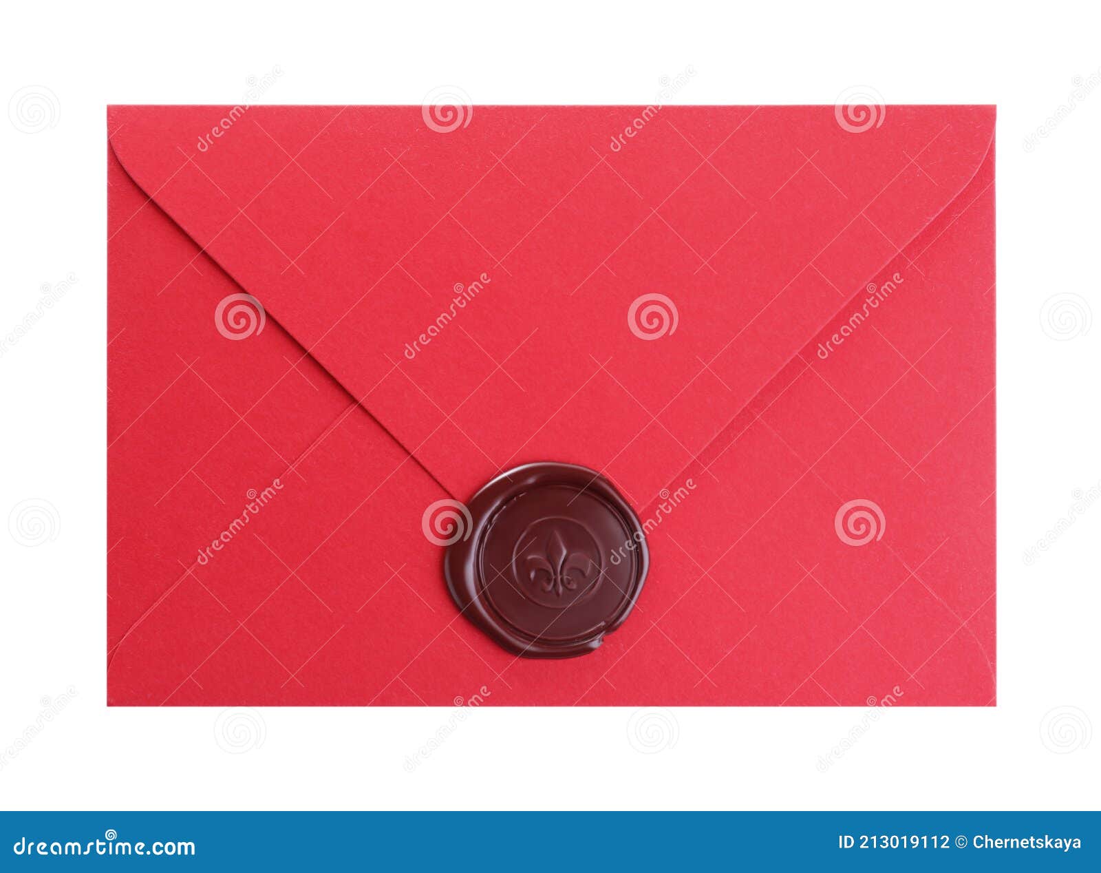 Red Envelope with Wax Seal Isolated on White, Top View Stock Photo ...