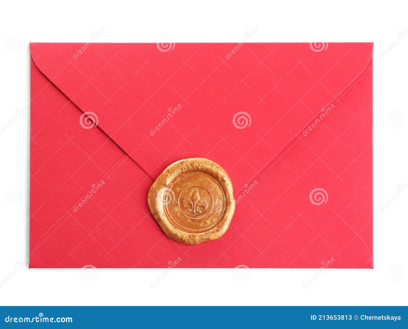 Red Envelope with Wax Seal Isolated on White, Top View Stock Image ...