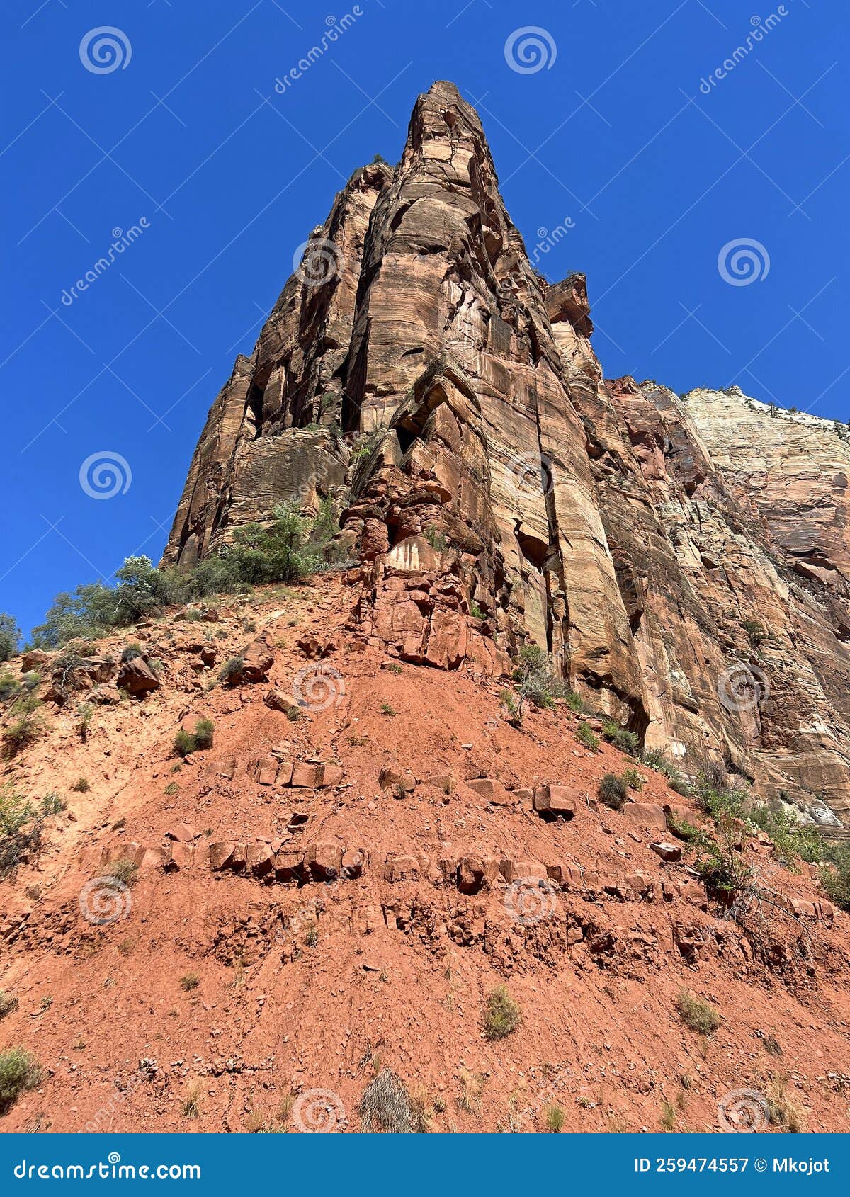 Red eroding cliff vertical stock image. Image of nature - 259474557