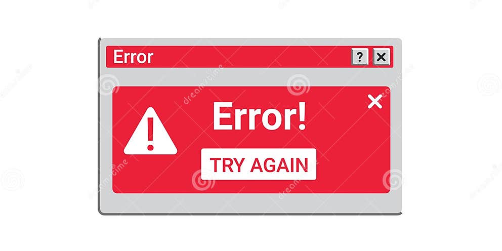 Red Error Window on Screen. Old Vector Window. Pop Up Message about ...