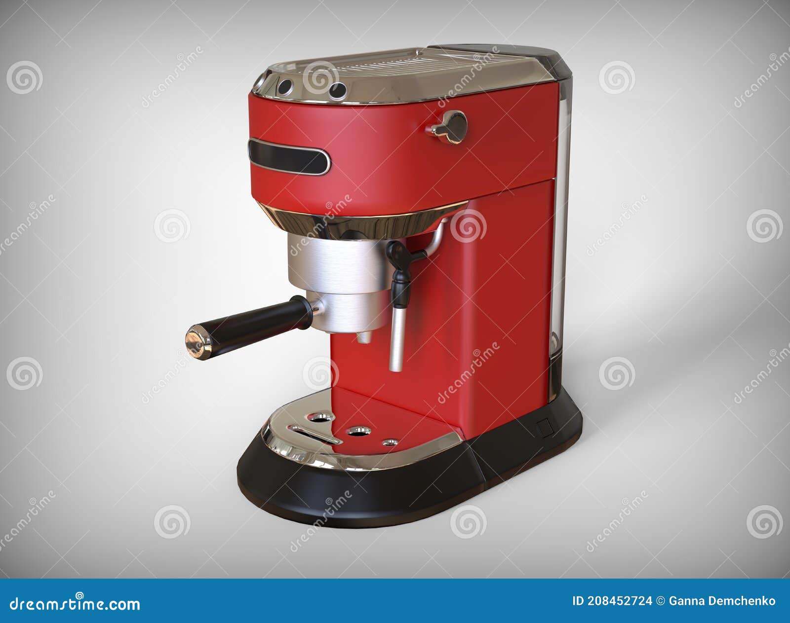 A Red Espresso Coffee Machine on a White Background. Stock Illustration ...