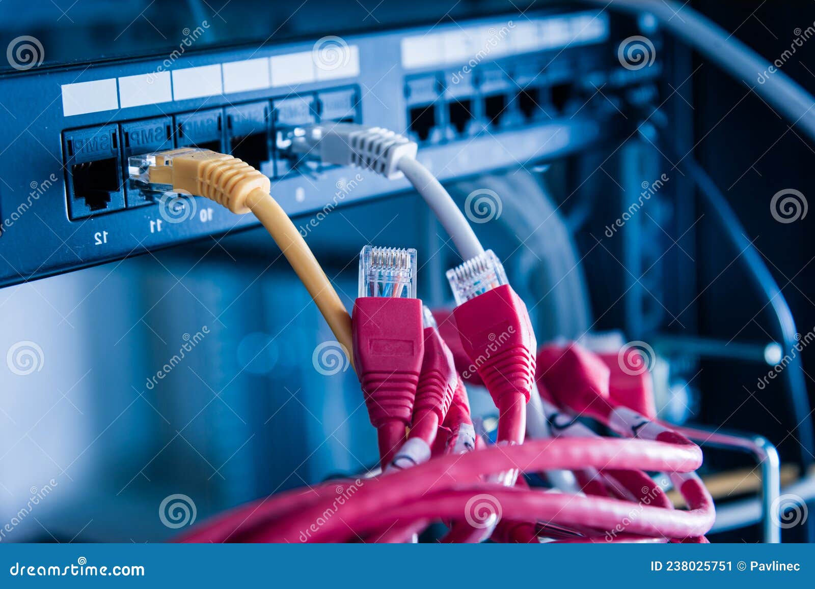 Red Ethernet Cables Connected To Switch Stock Image - Image of digital ...