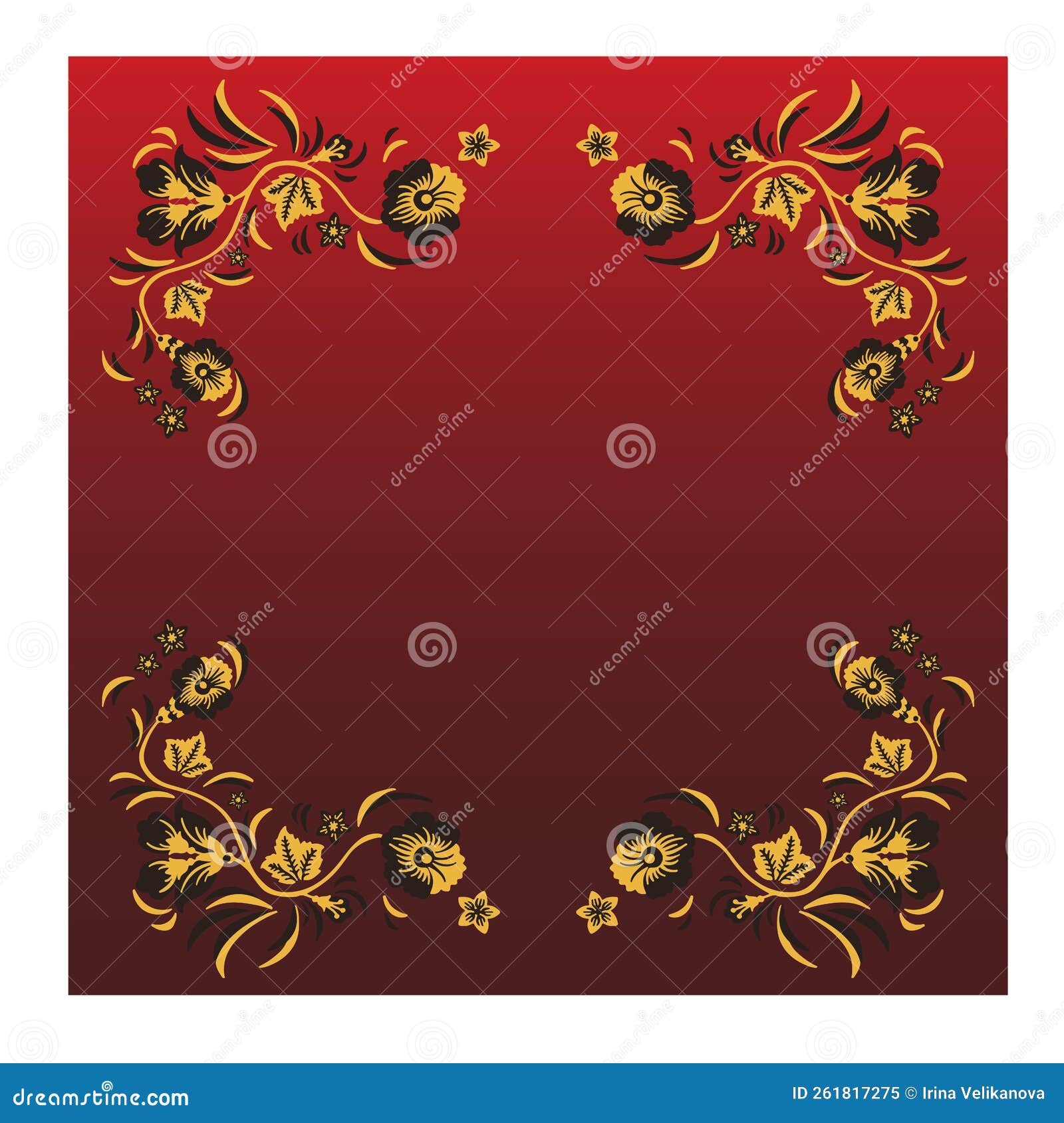 Red Ethnic Frame Hand Painted Illustration Stock Vector - Illustration ...