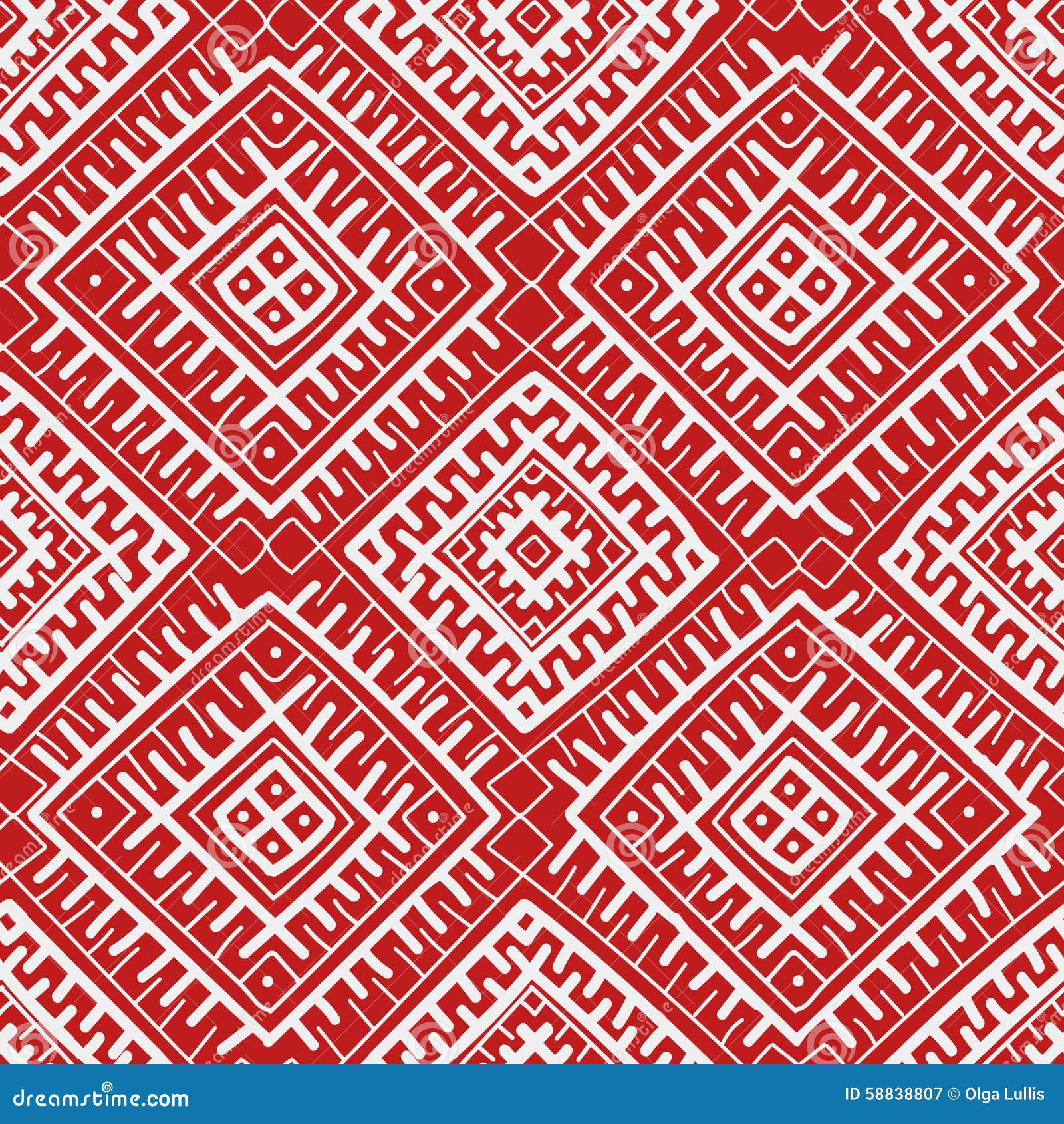 Red Ethnic Russian Seamless Pattern Stock Vector - Illustration of folk ...