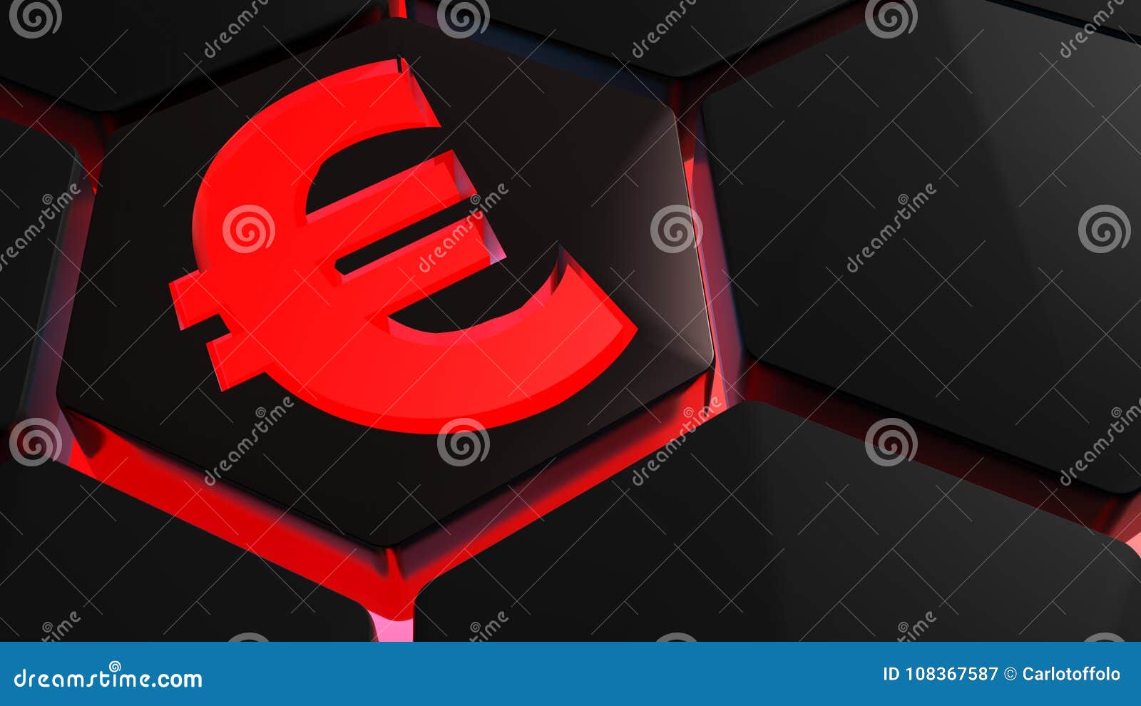 Red Euro Symbol on Hexagon - 3D Rendering Stock Illustration ...