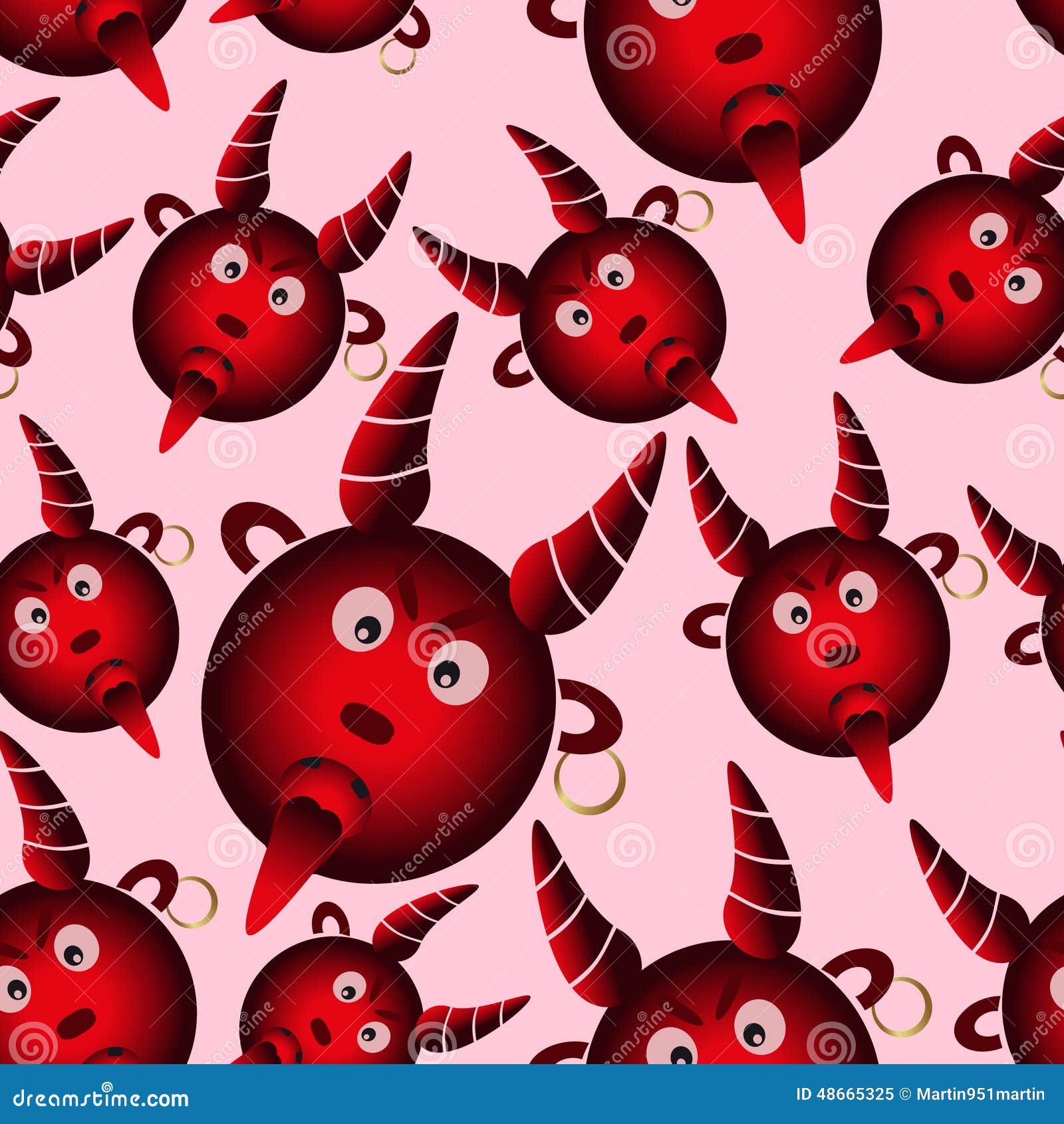 Red Evil Cartoon Devil from Hell Seamless Pattern Stock Vector ...