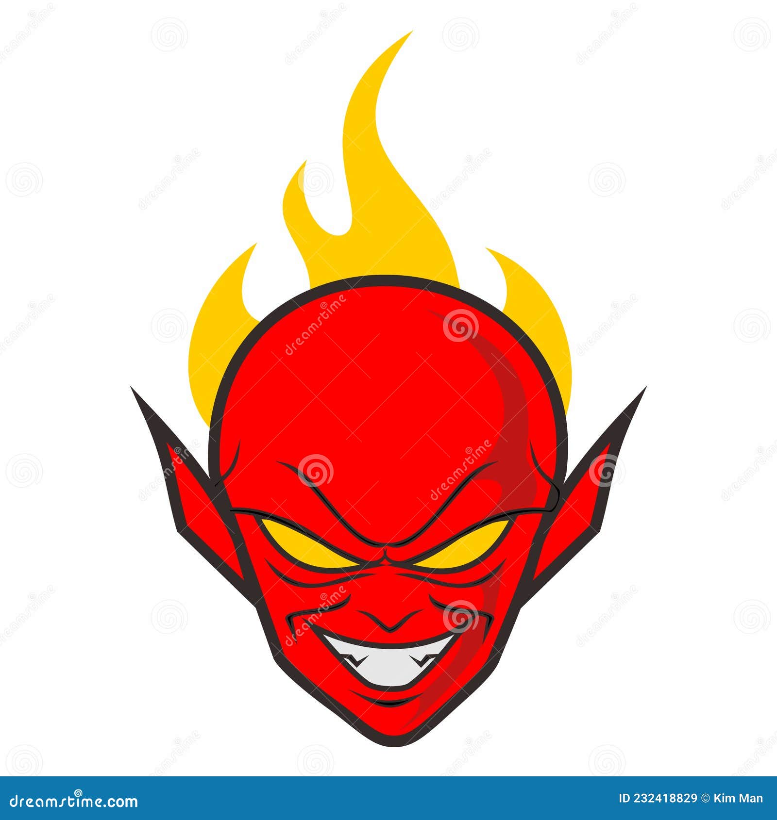 Red Evil Devil Face with Fire Stock Vector - Illustration of front ...