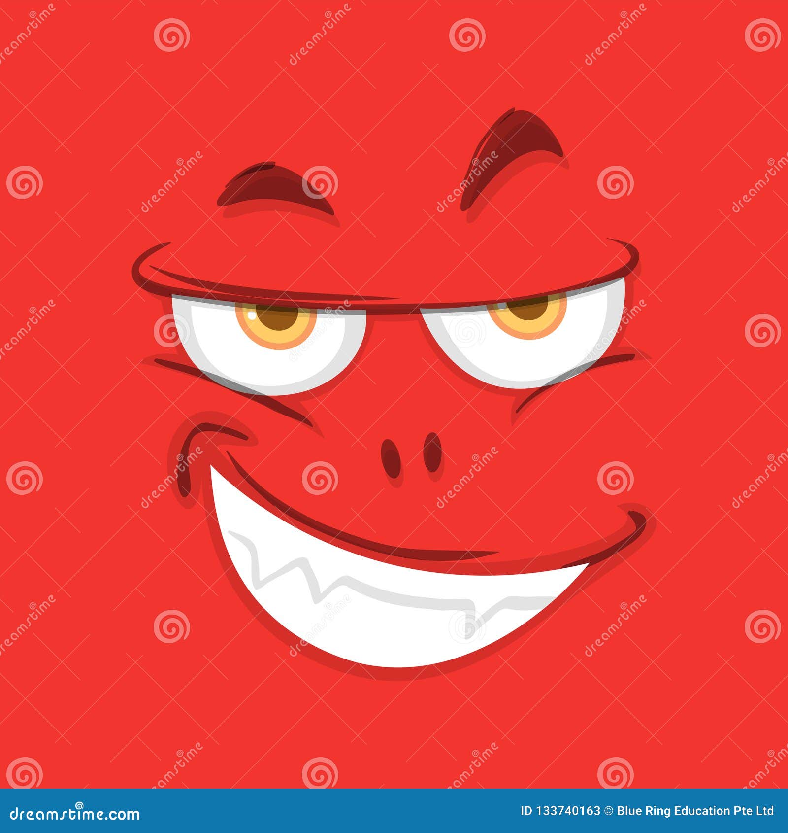 Red evil monster face stock vector. Illustration of spooky - 133740163