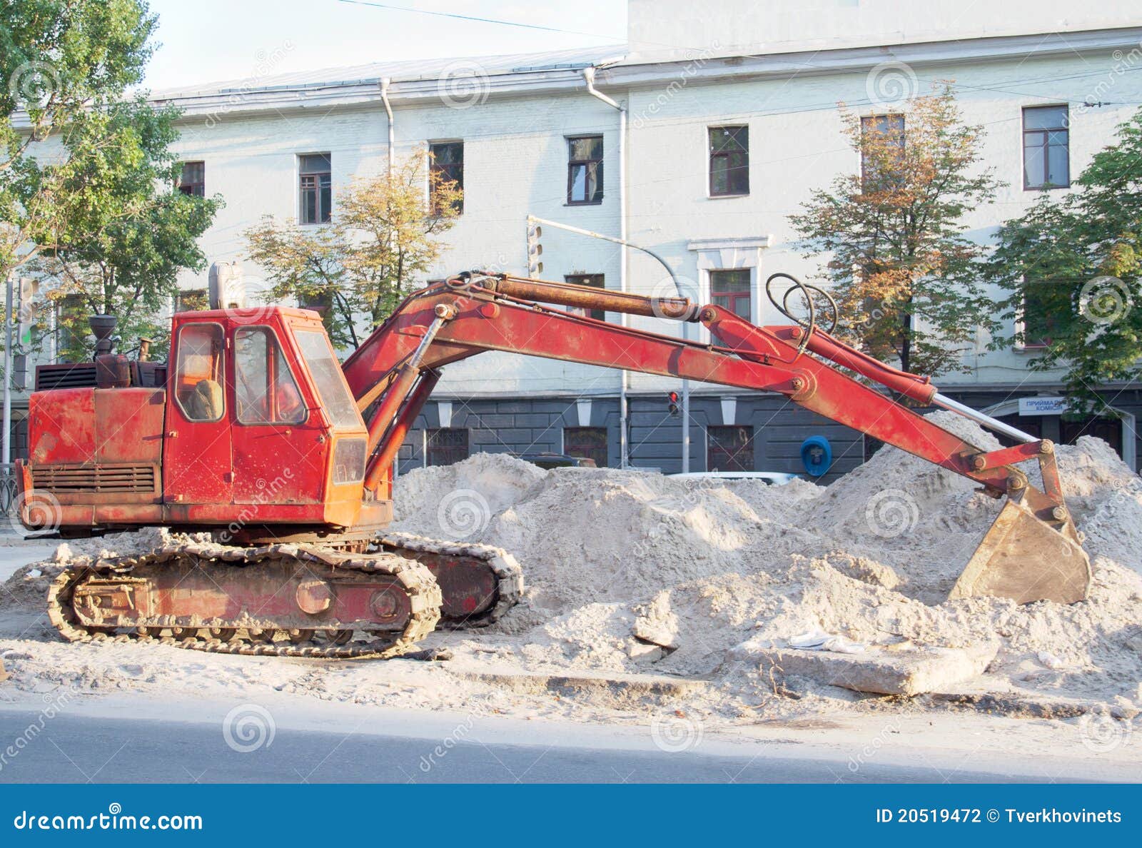 Red Excavator stock photo. Image of reconstruction, digger - 20519472